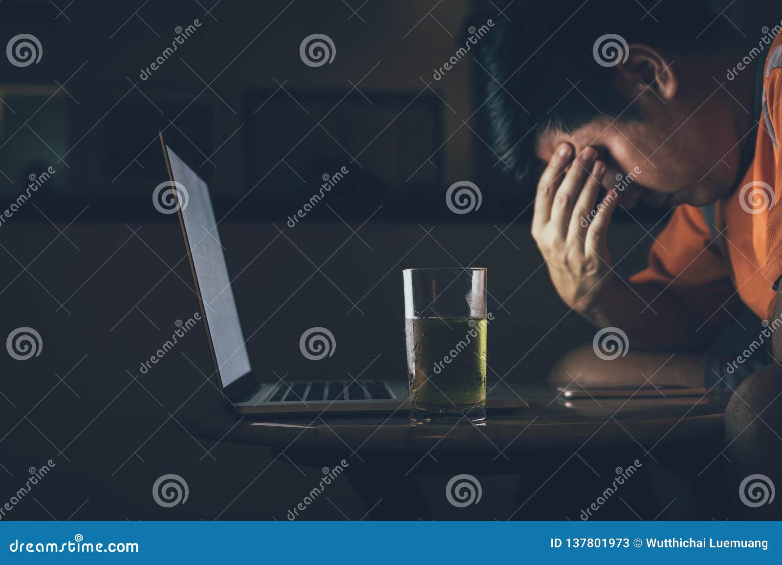 Men are Drinking Beer while Watching Laptops Being Stressed and Sad ...