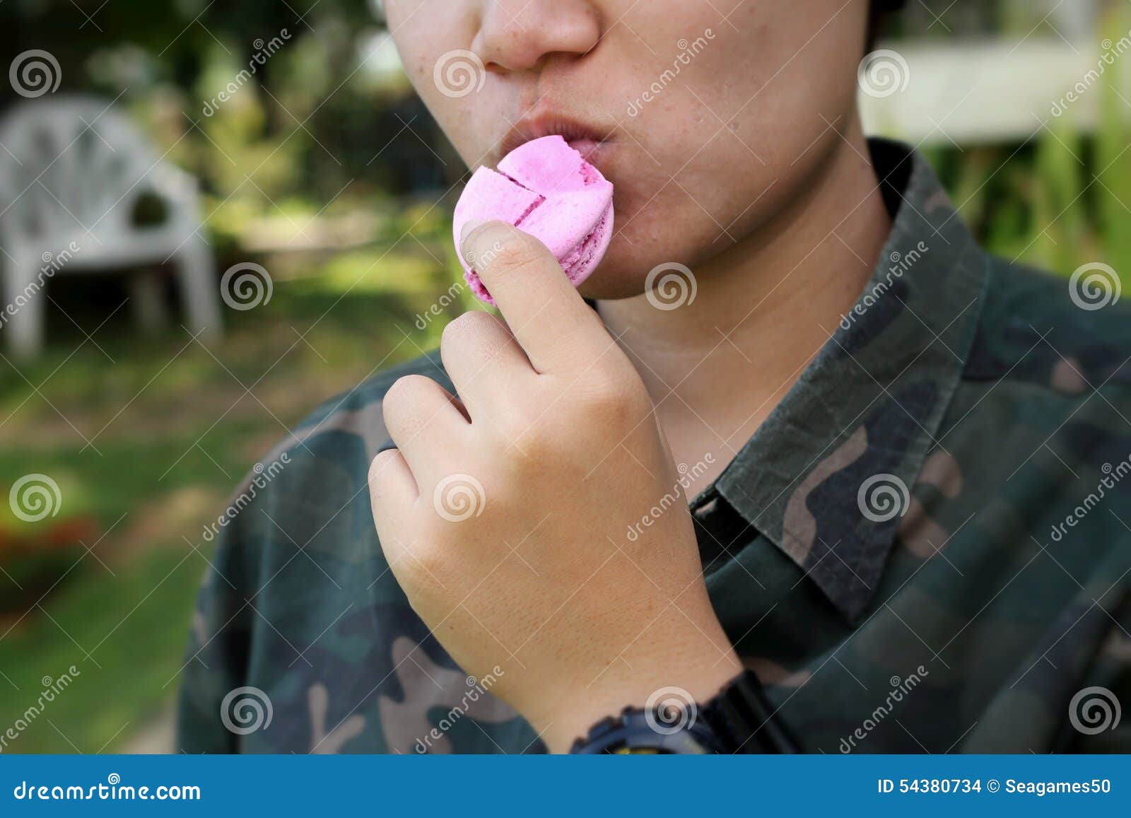 Men Eating French Macaroons is Delicious Stock Photo - Image of ...