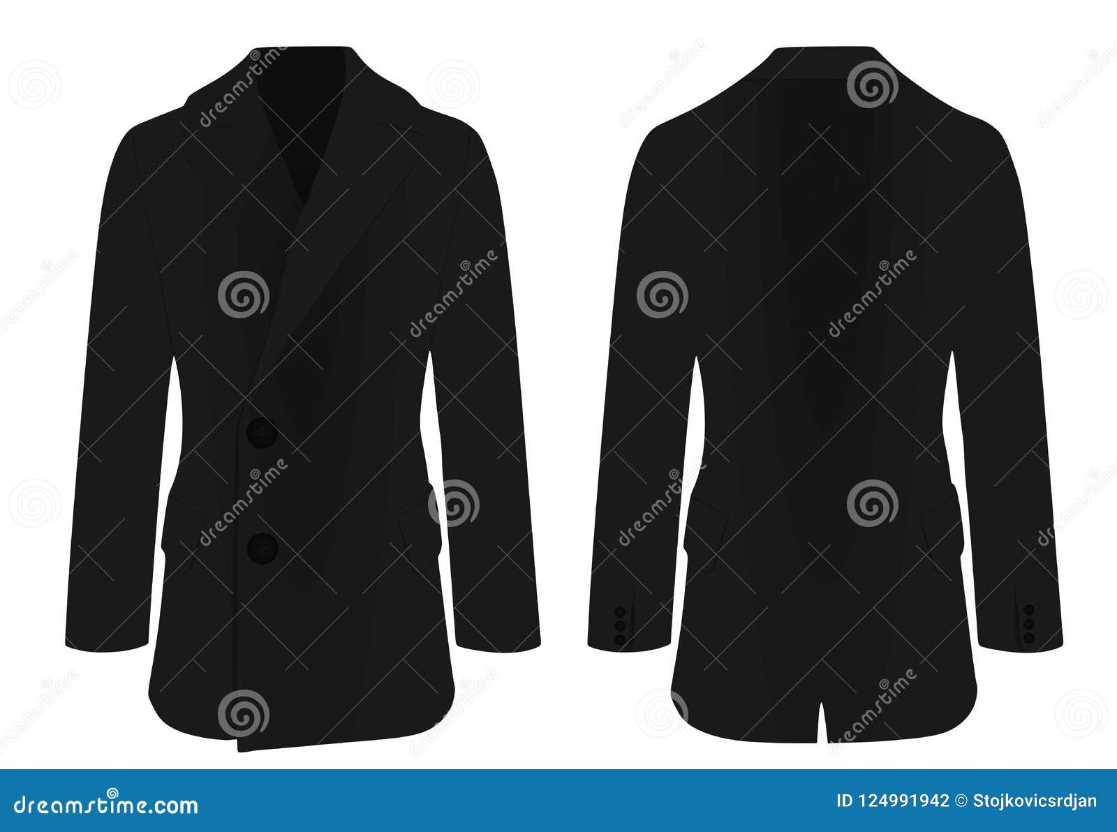 Men Elegant Coat, Front and Back View Stock Vector - Illustration of ...