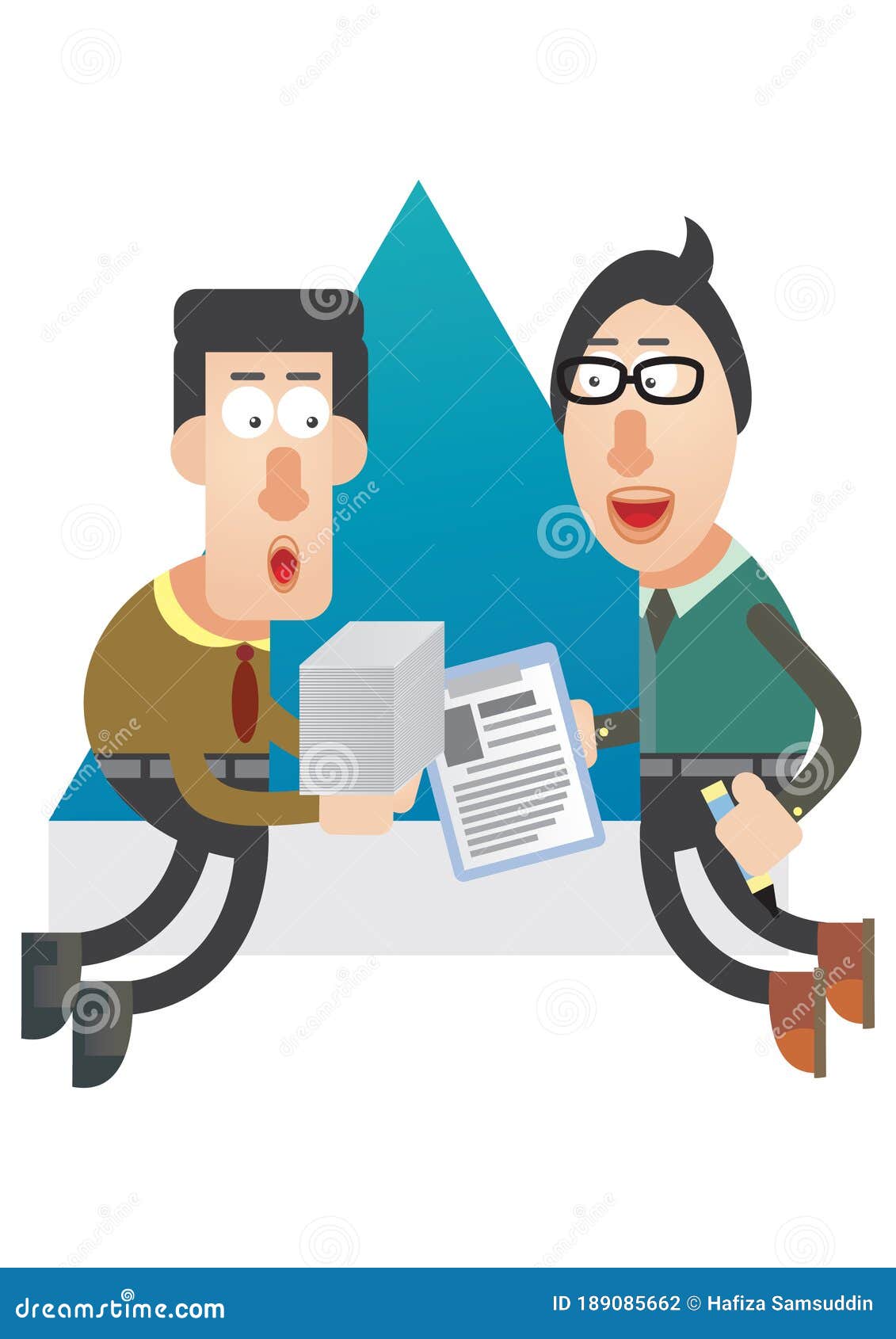 Men Exchanging Documents at Work. Vector Illustration Decorative Design ...
