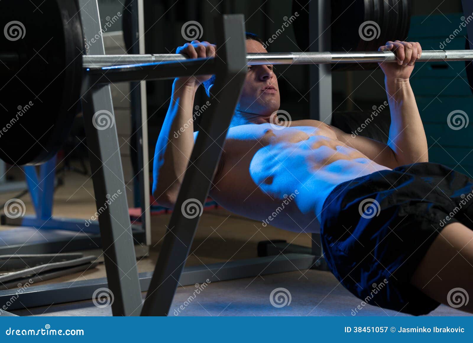 Men Exercising Back on Horizontal Barbell Pull Up Stock Image - Image ...