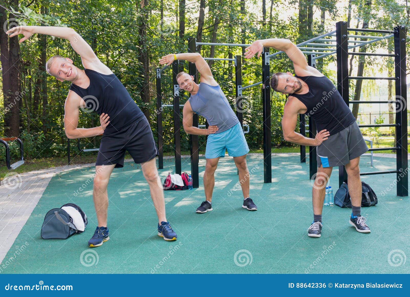 Men exercising outdoor stock photo. Image of attractive - 88642336