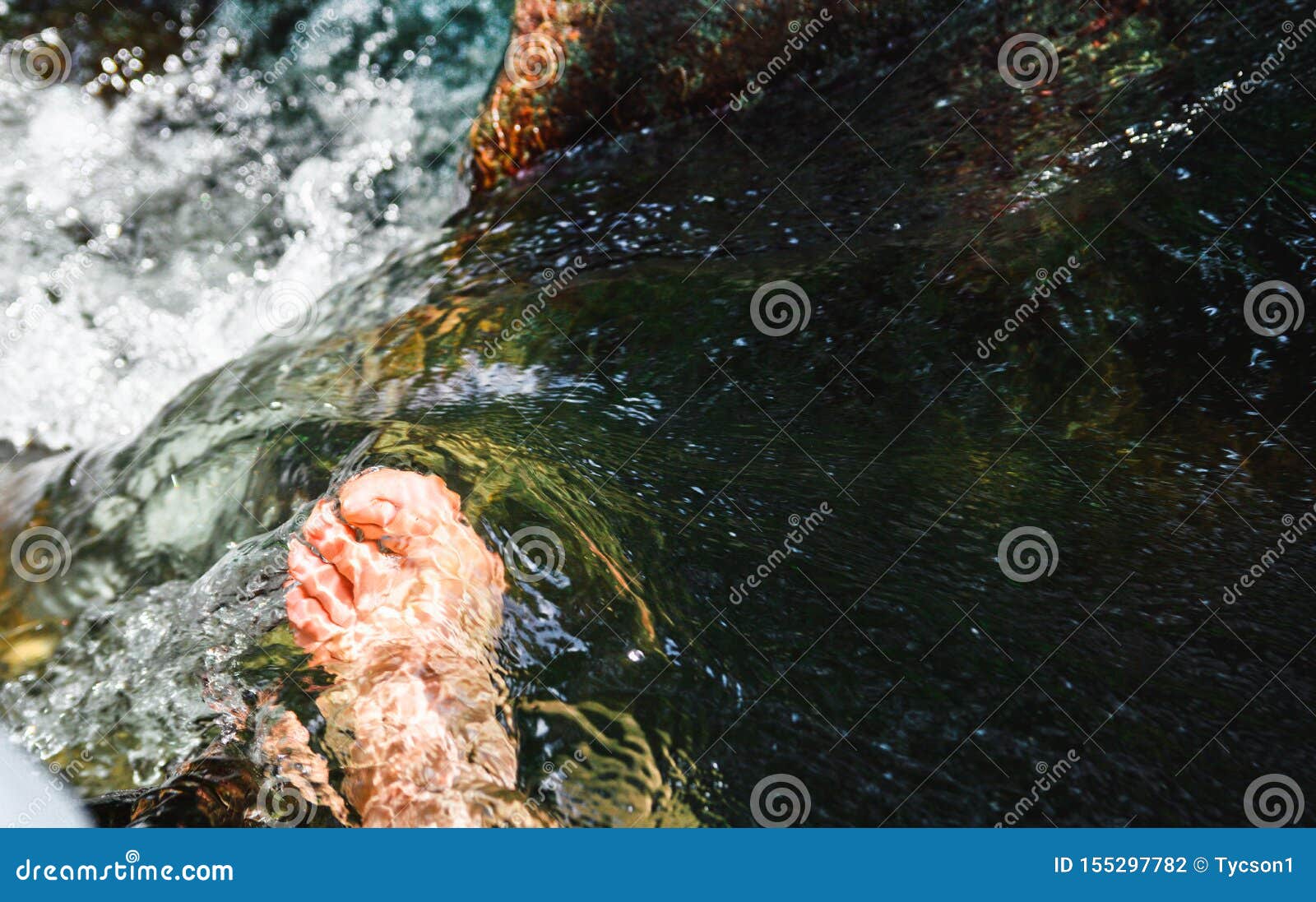 Men Feet in a Stream of Water Stock Photo - Image of freshness, natural ...