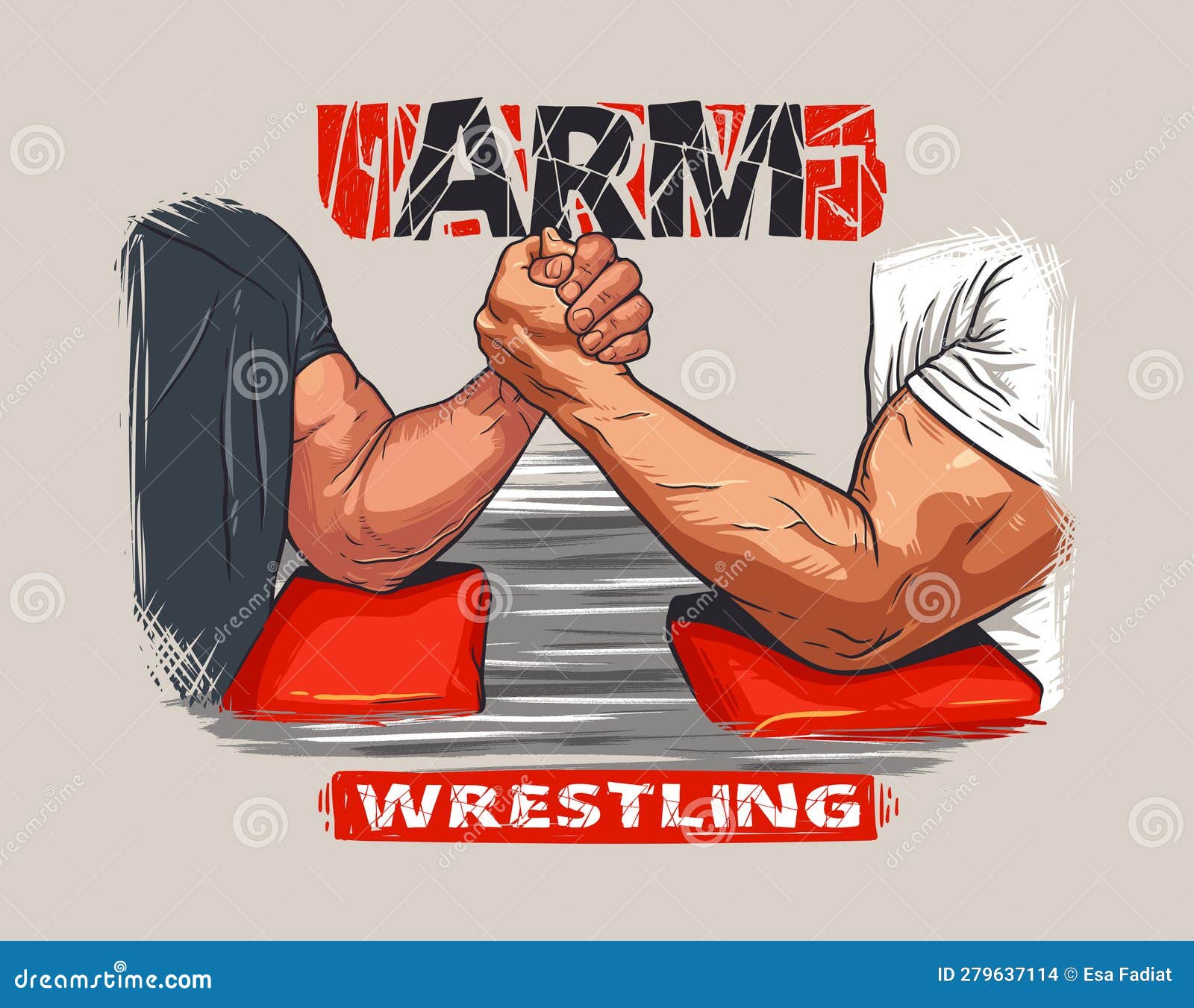 Two Men Fighting Arm Wrestling. Vector Illustration Stock Vector ...