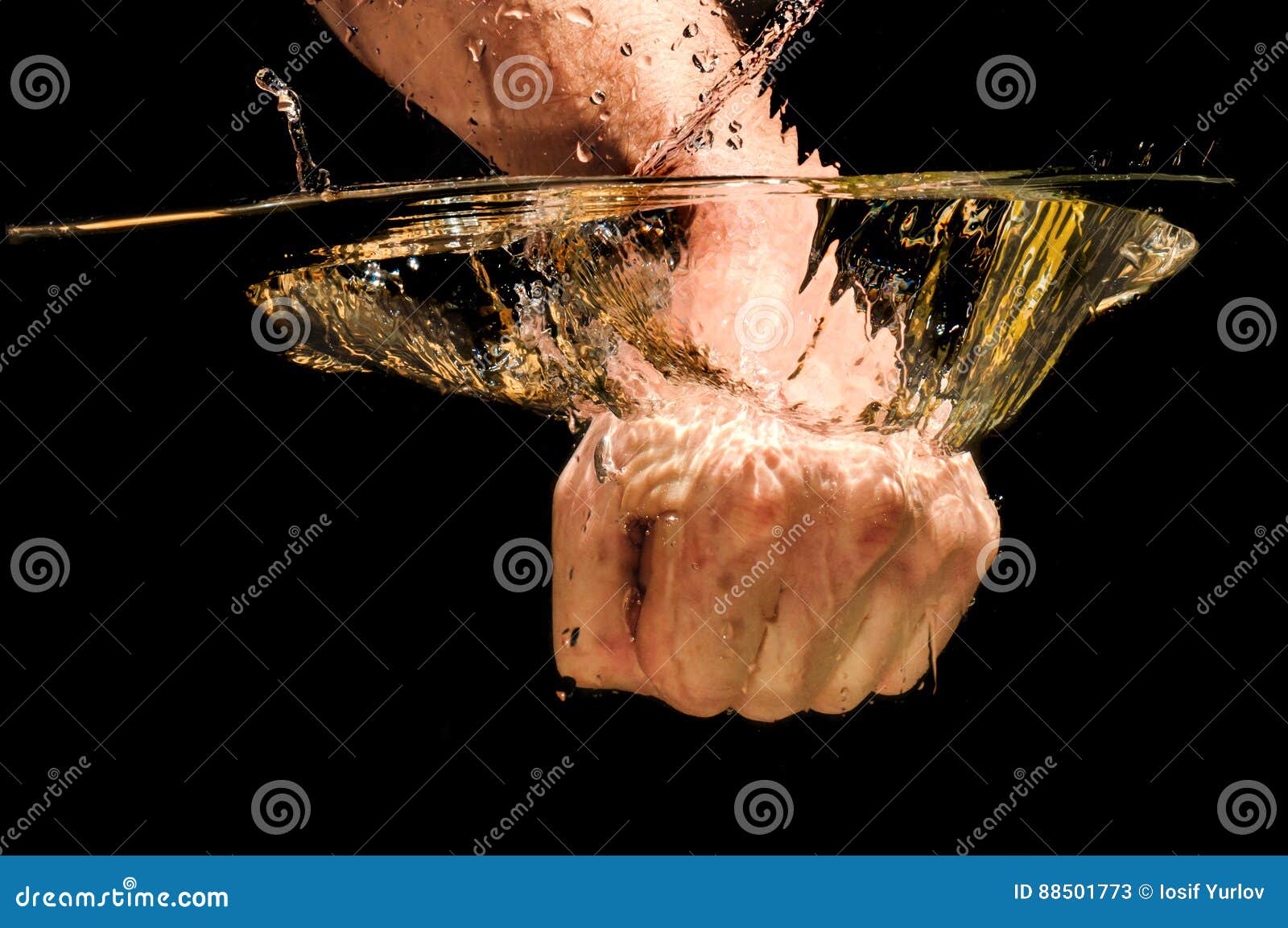 Men Fist Immersed in Water with Great Speed Stock Image - Image of ...