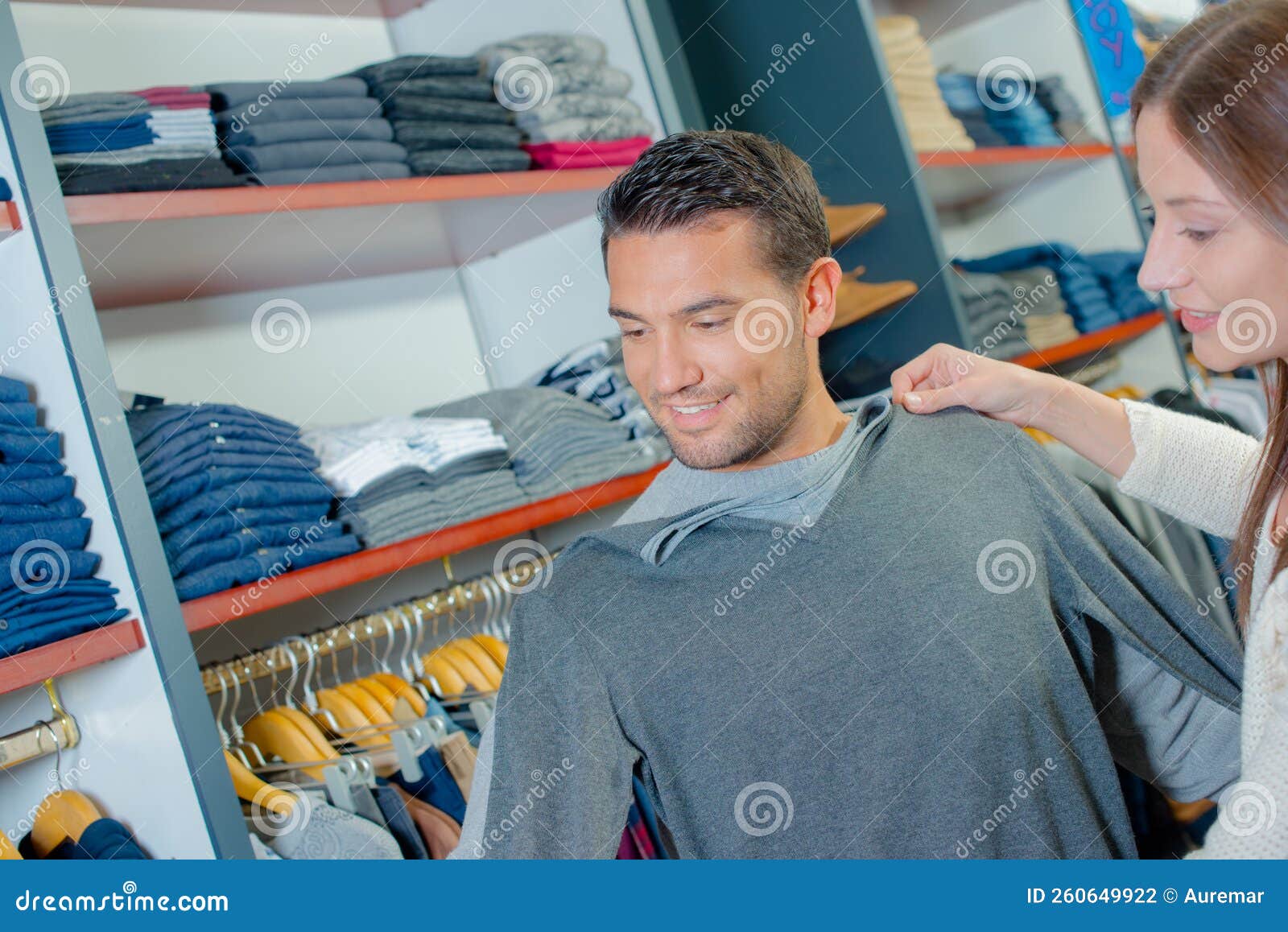 Man fitting top stock photo. Image of women, shop, client - 260649922
