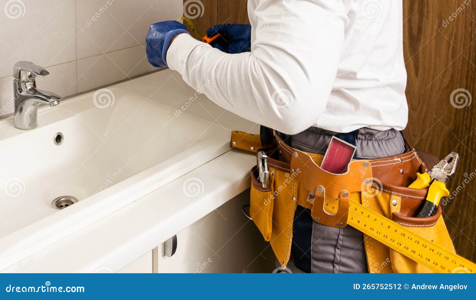 Men Fixing a Sink in Bathroom Stock Photo - Image of plumbing, indoors ...