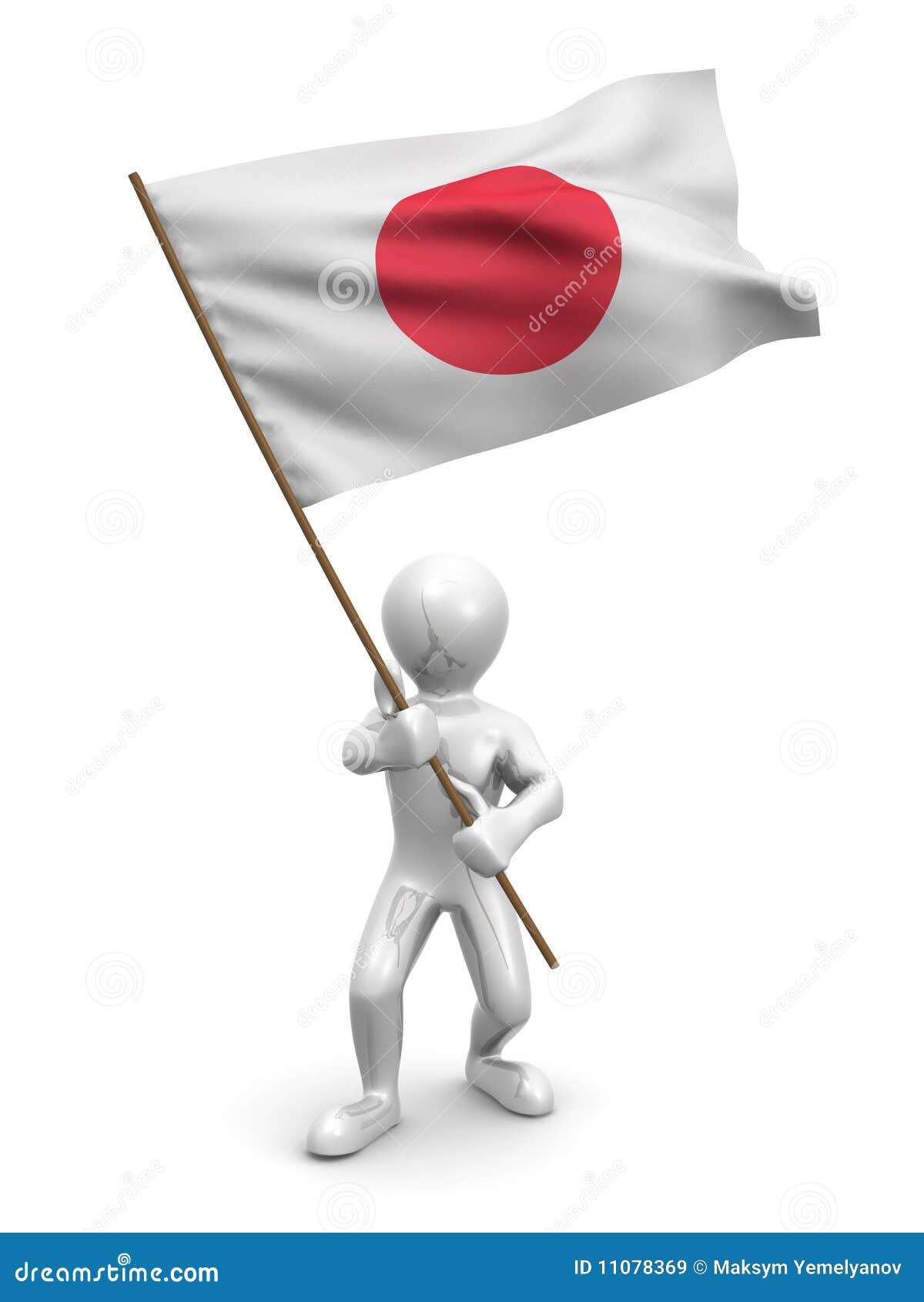 Men with flag. Japan stock illustration. Illustration of background ...
