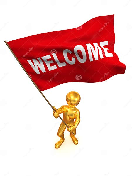 Men with flag welcome stock illustration. Illustration of greeting ...