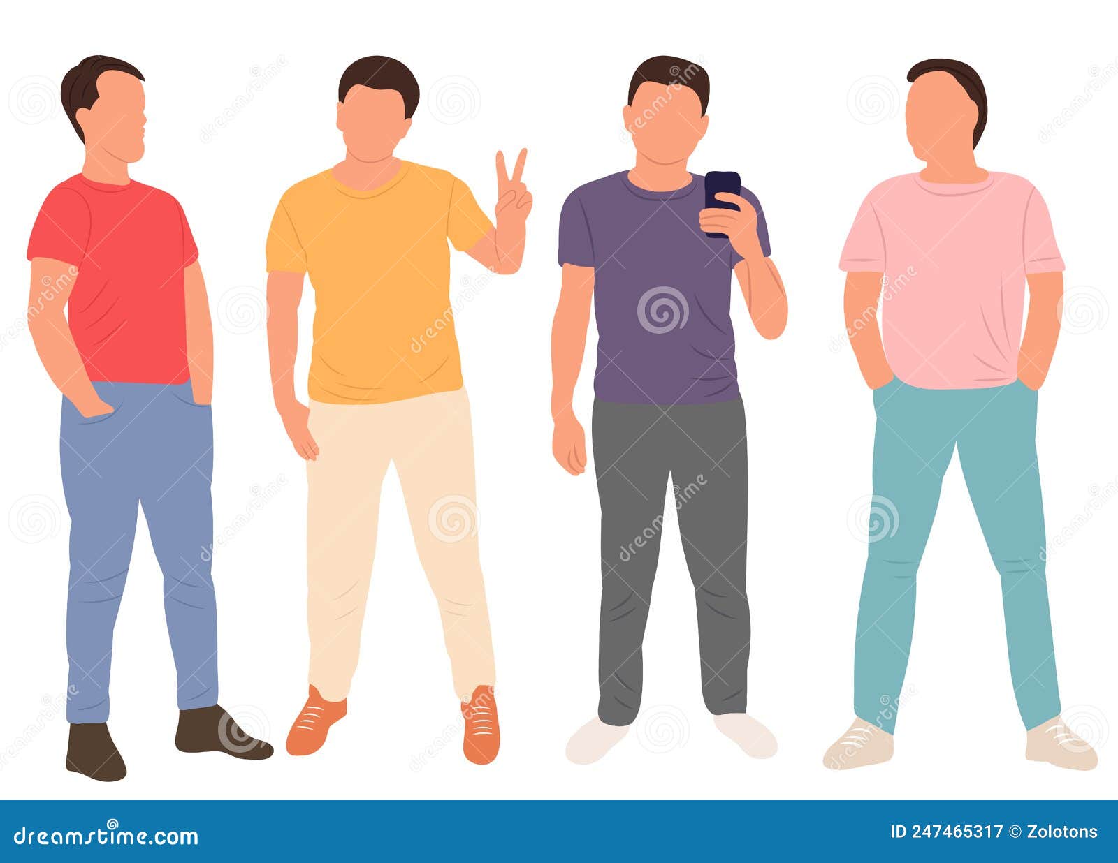 Men Flat Design, Sketch Isolated Stock Vector - Illustration of hair ...