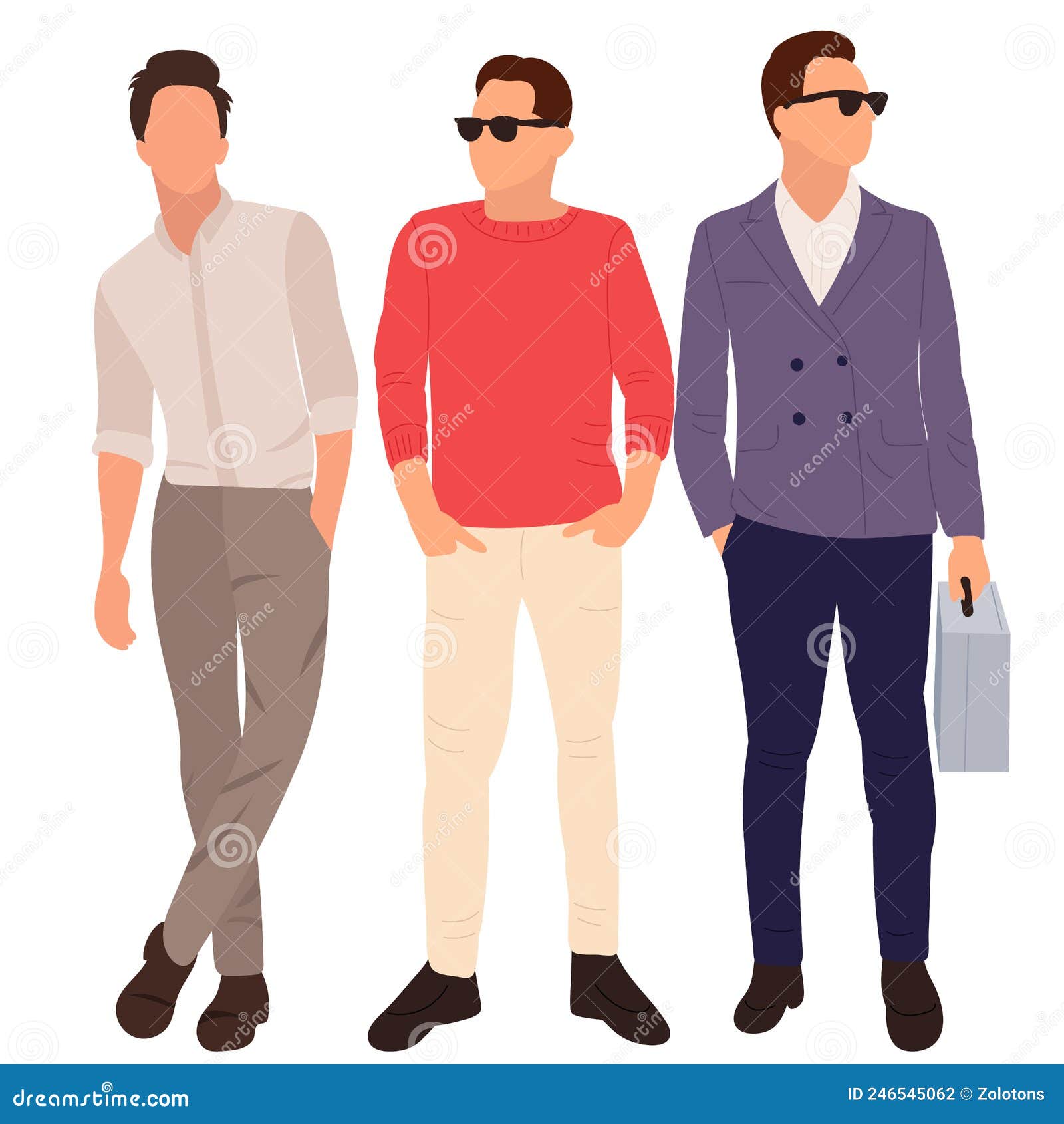 Men Flat Design, on White Background, Isolated Stock Vector ...