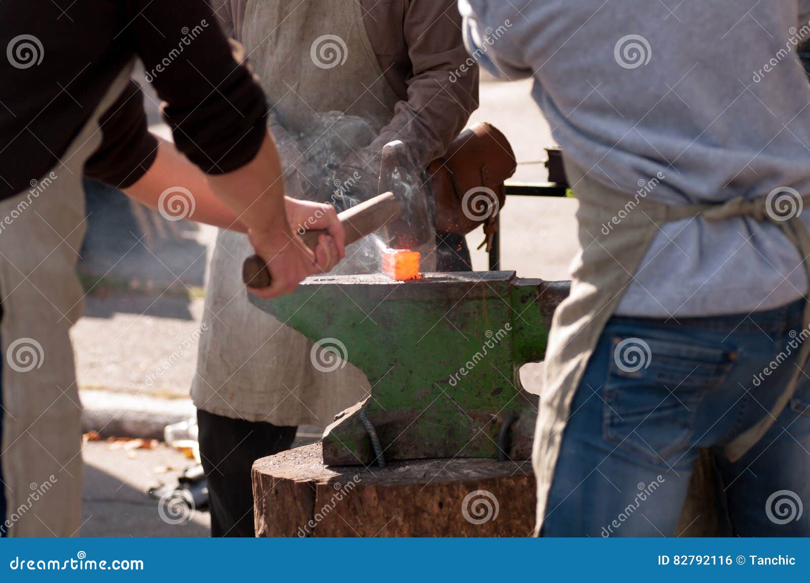 Men forge on the anvil stock photo. Image of workshop - 82792116