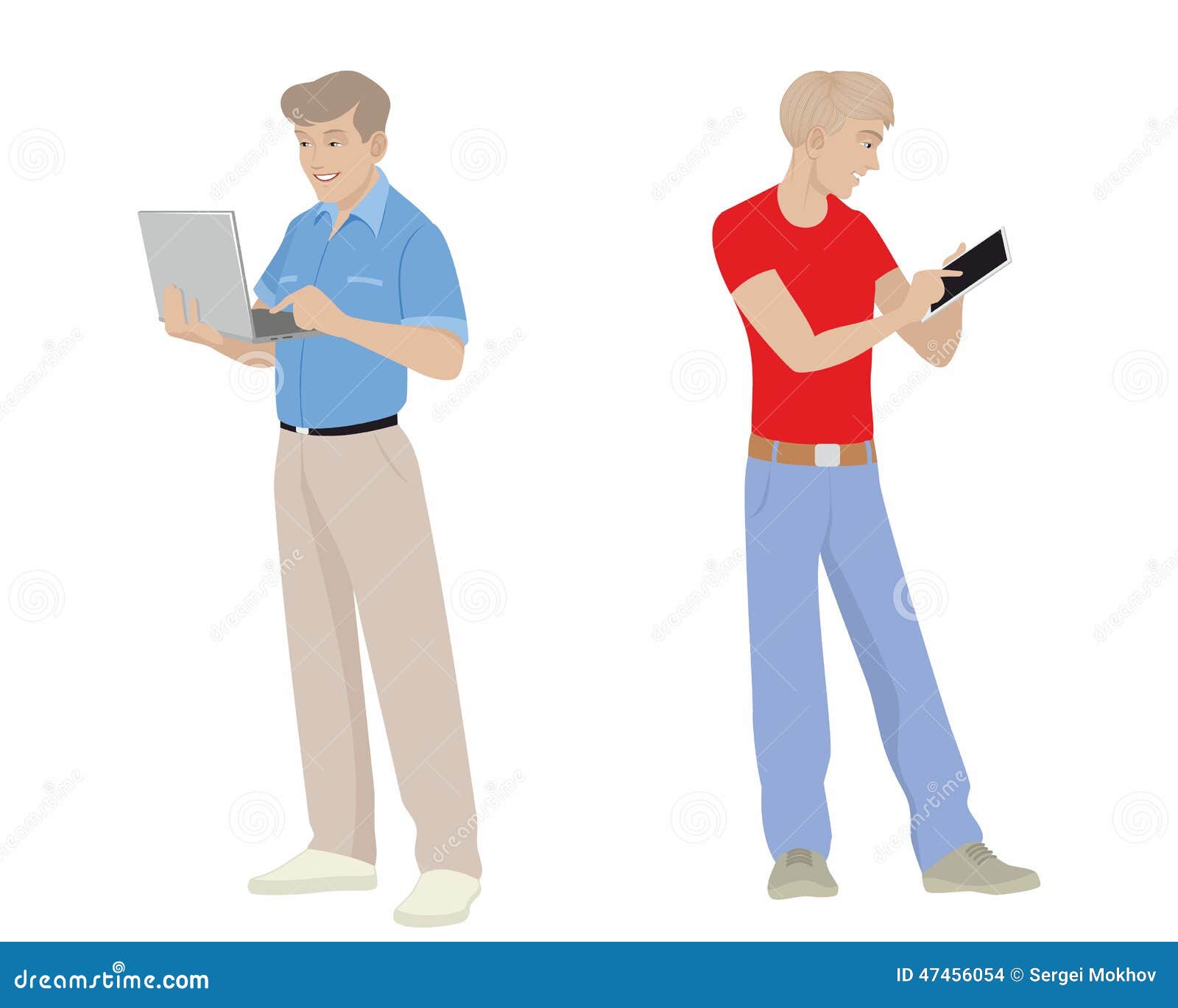 Men with gadgets stock vector. Illustration of posing - 47456054