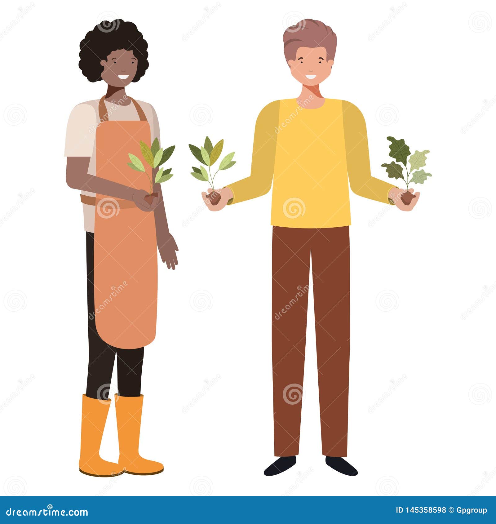 Men Gardeners Smiling Avatar Character Stock Vector - Illustration of ...
