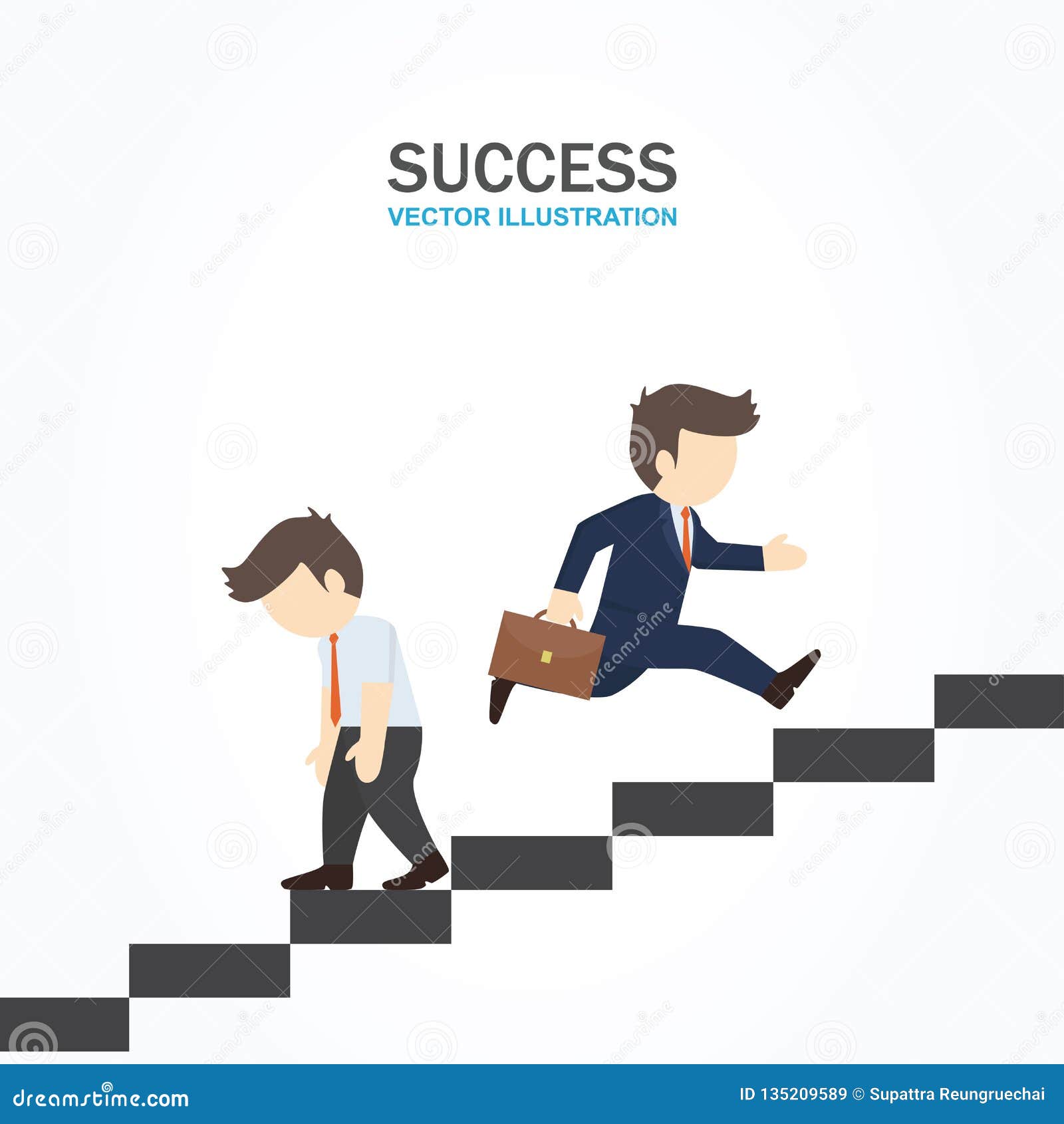 Men Go Different Way. One Man Go Up with Inspiration and Other Go Down ...