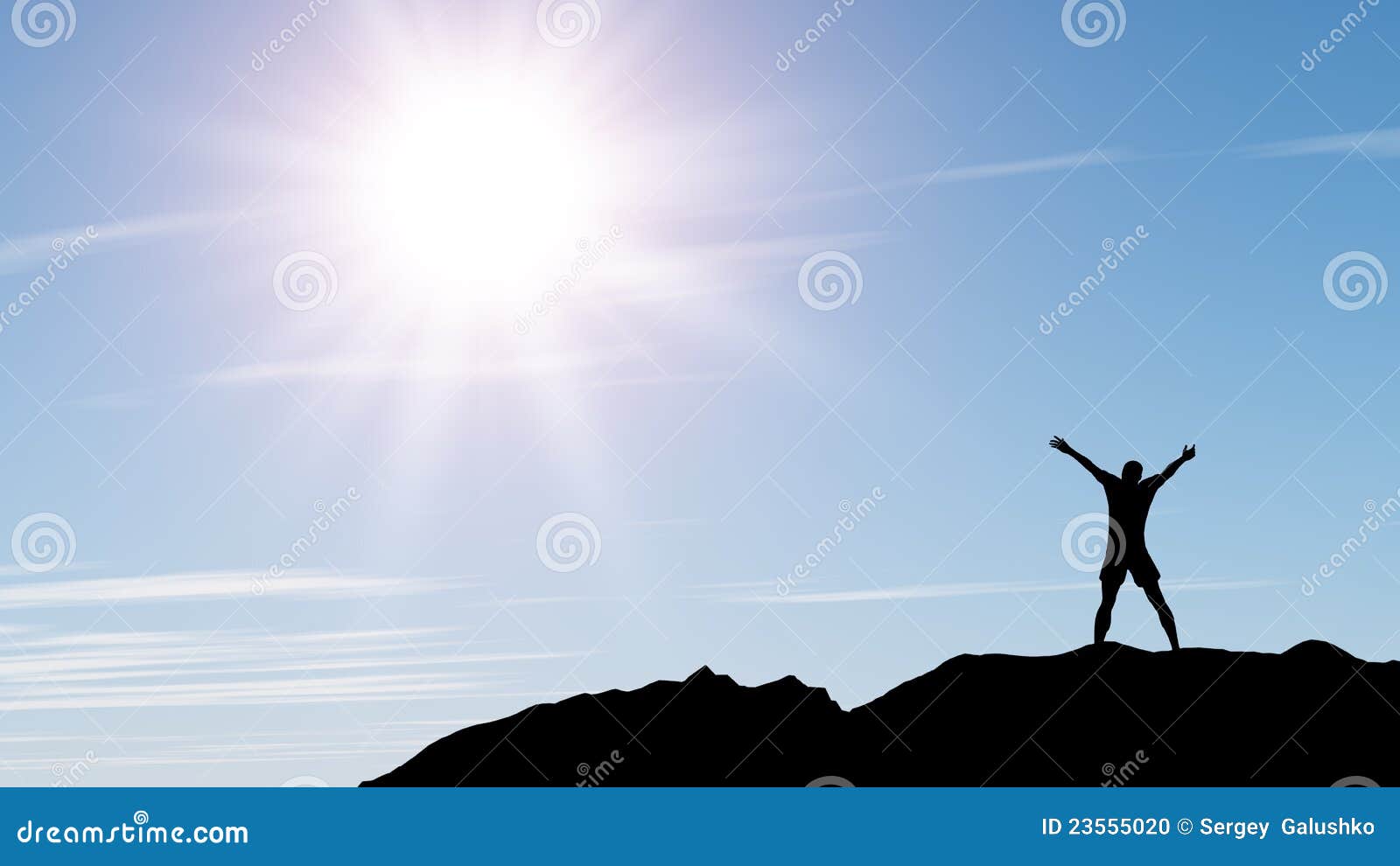 Men greeting sun stock photo. Image of hands, mountain - 23555020