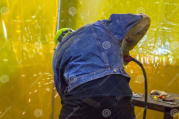 Men Grinding Iron of Look from Behind Stock Photo - Image of machine ...