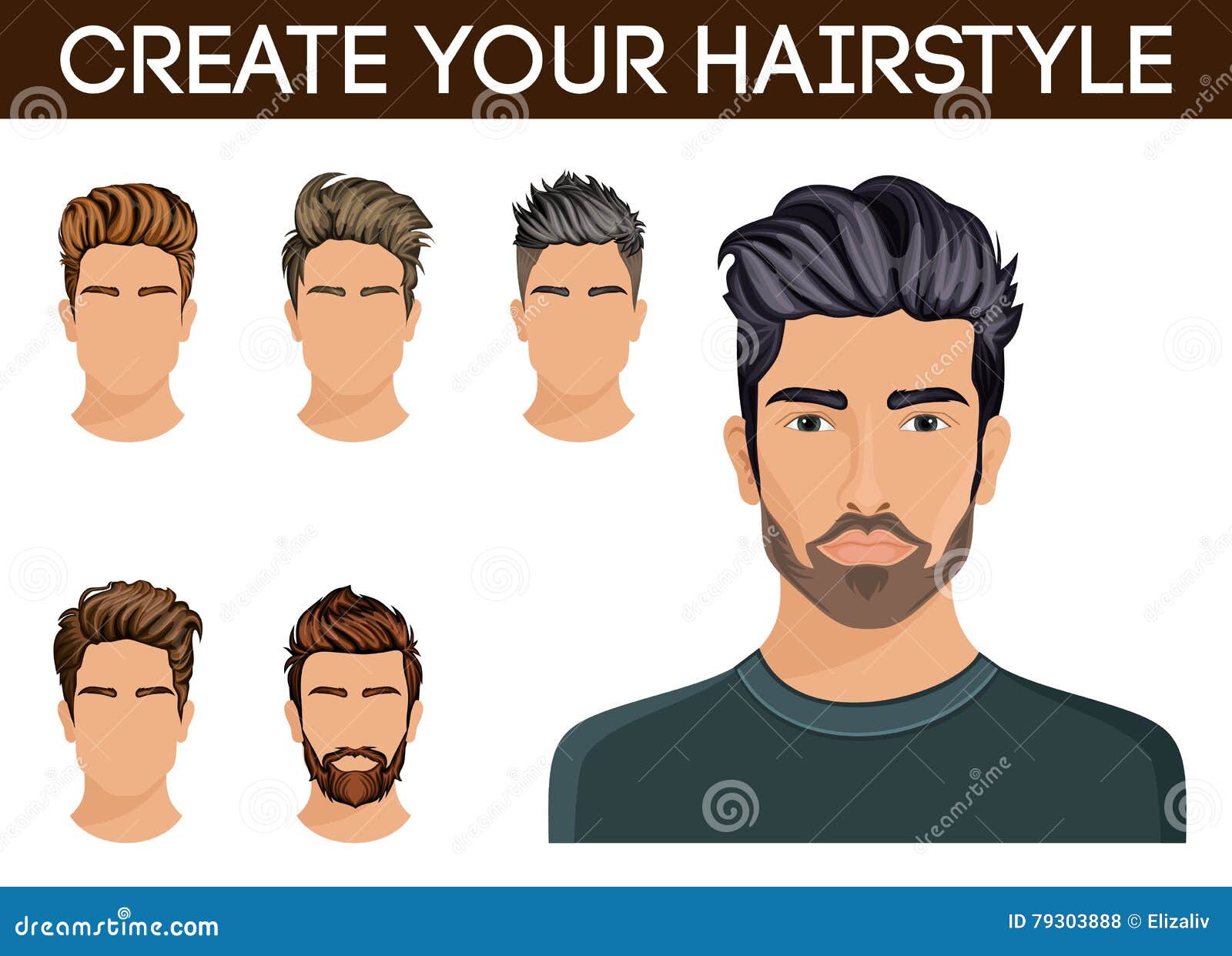 Men Hair Style Symbol Hipster Beard Mustache Men Stylish Modern