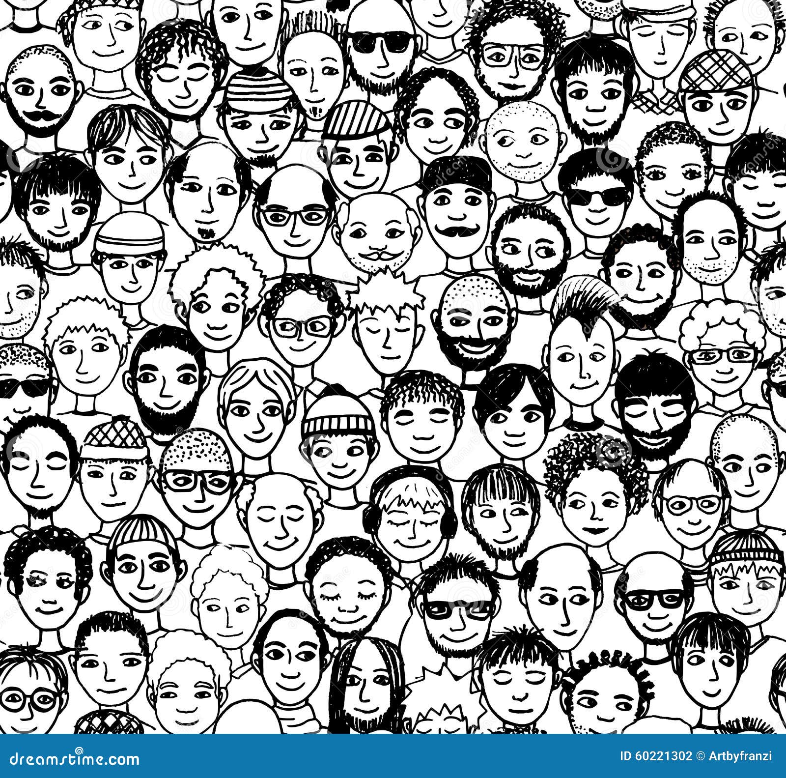 Men - Hand Drawn Seamless Pattern Stock Vector - Illustration of city ...