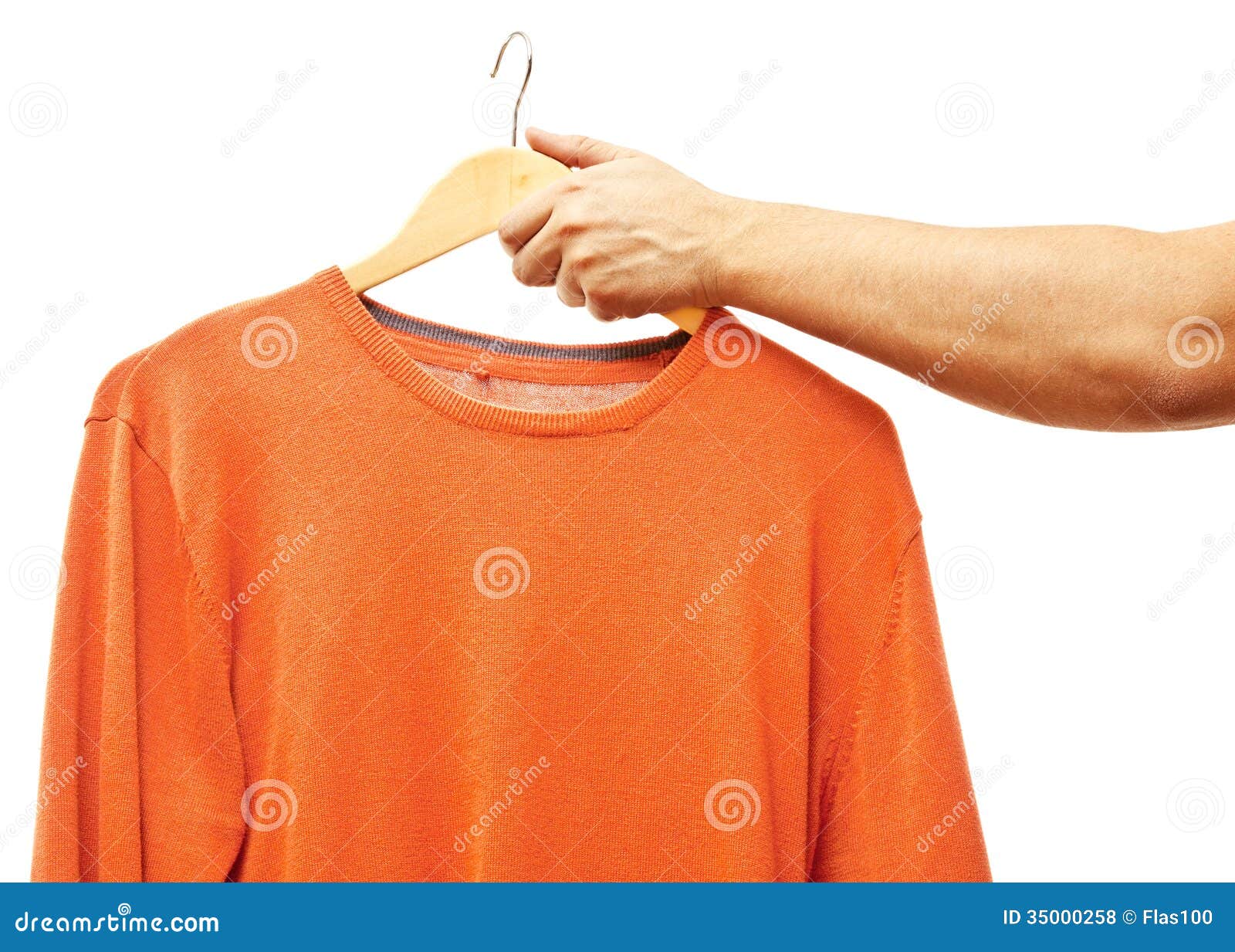 Men Hand Holding Hanger with Sweater Stock Photo - Image of hanger ...