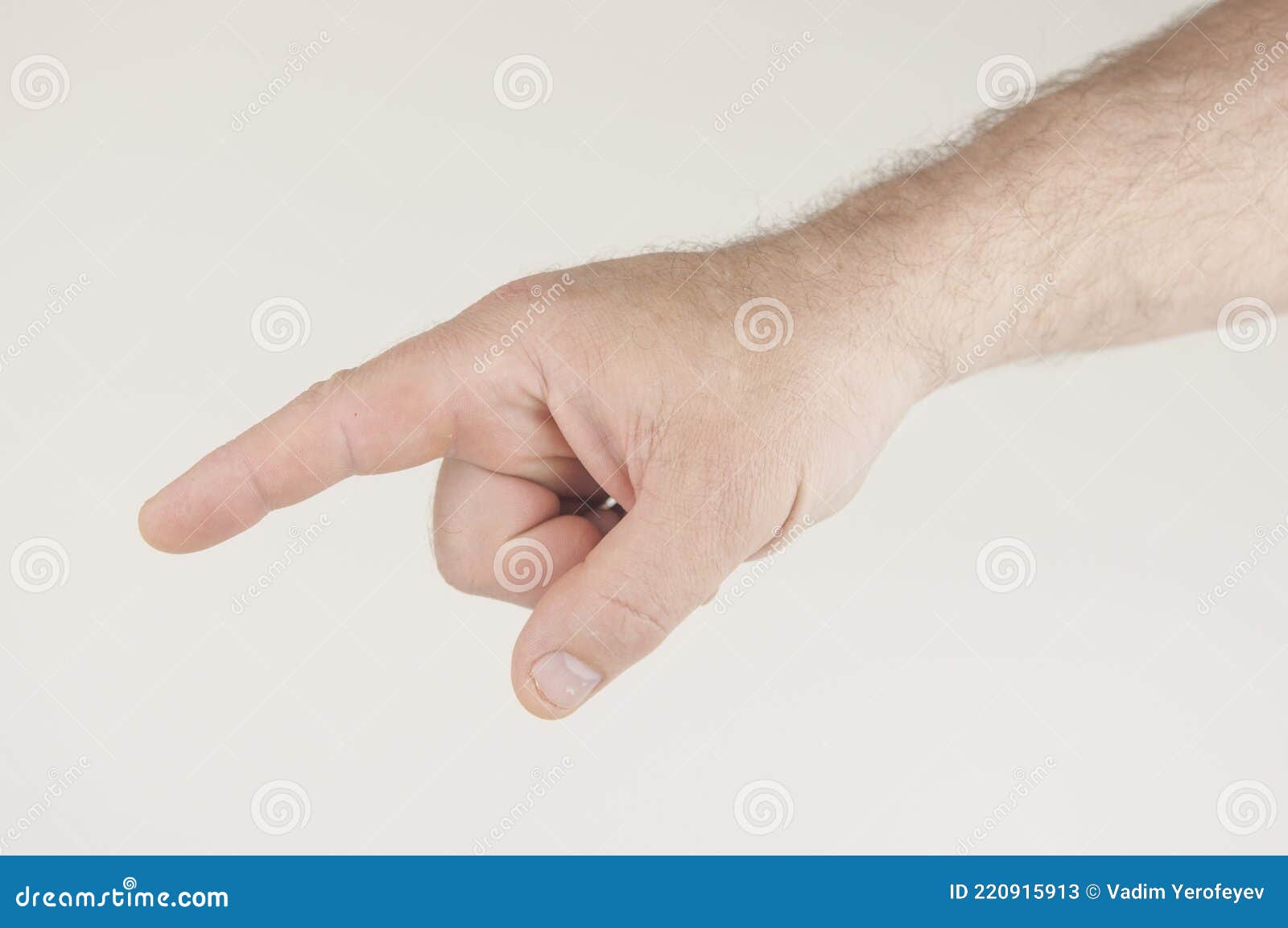 Men Hand with Index Finger on a White Background Stock Image - Image of ...