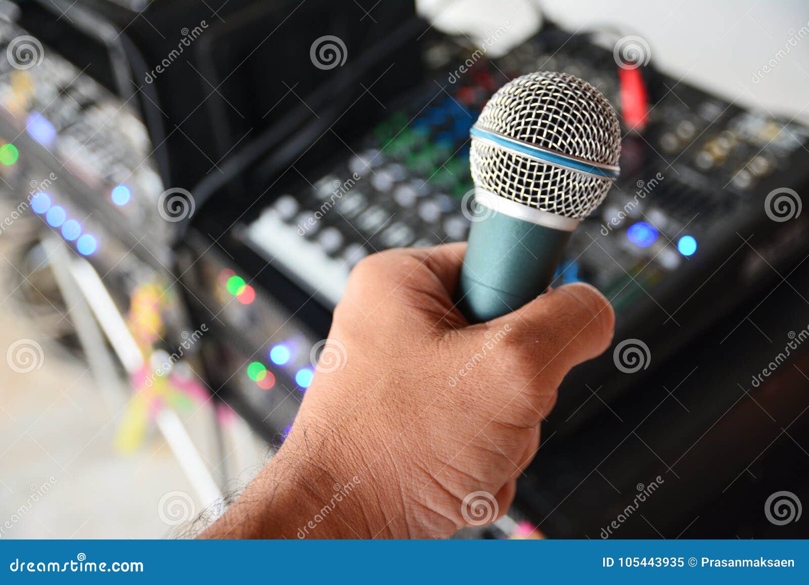 Men hand with microphone stock image. Image of female - 105443935