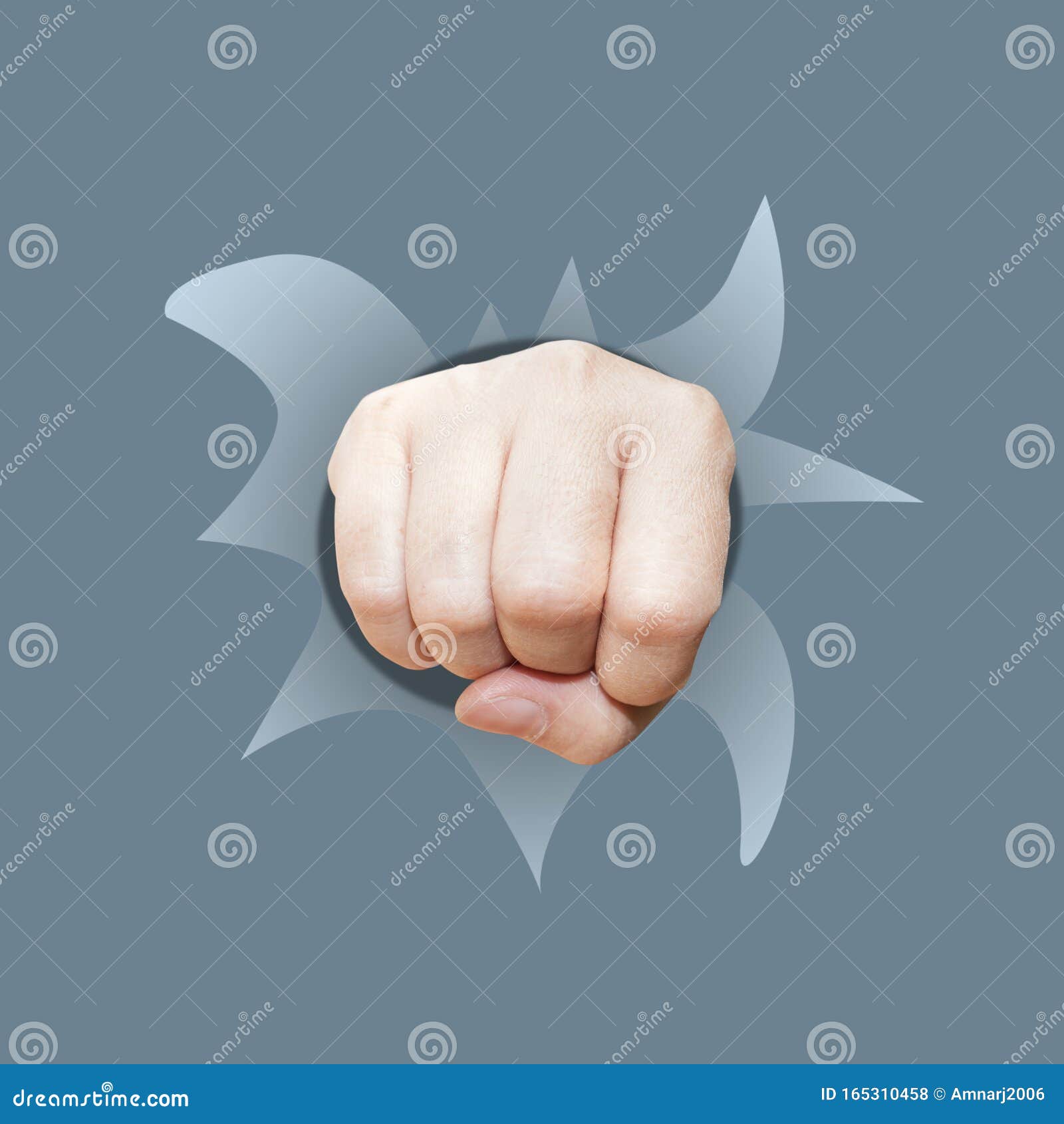 Men Hand Punching through Paper, Isolated Stock Photo - Image of paper ...