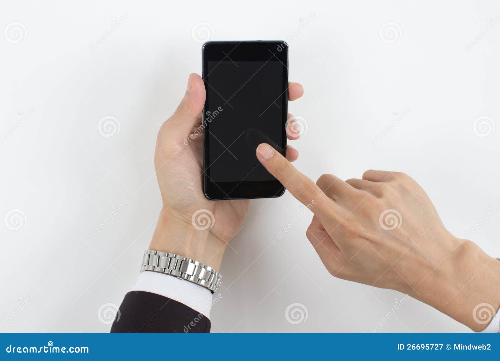 Men Hand Touch Mobile Phone Stock Image - Image of people, clever: 26695727