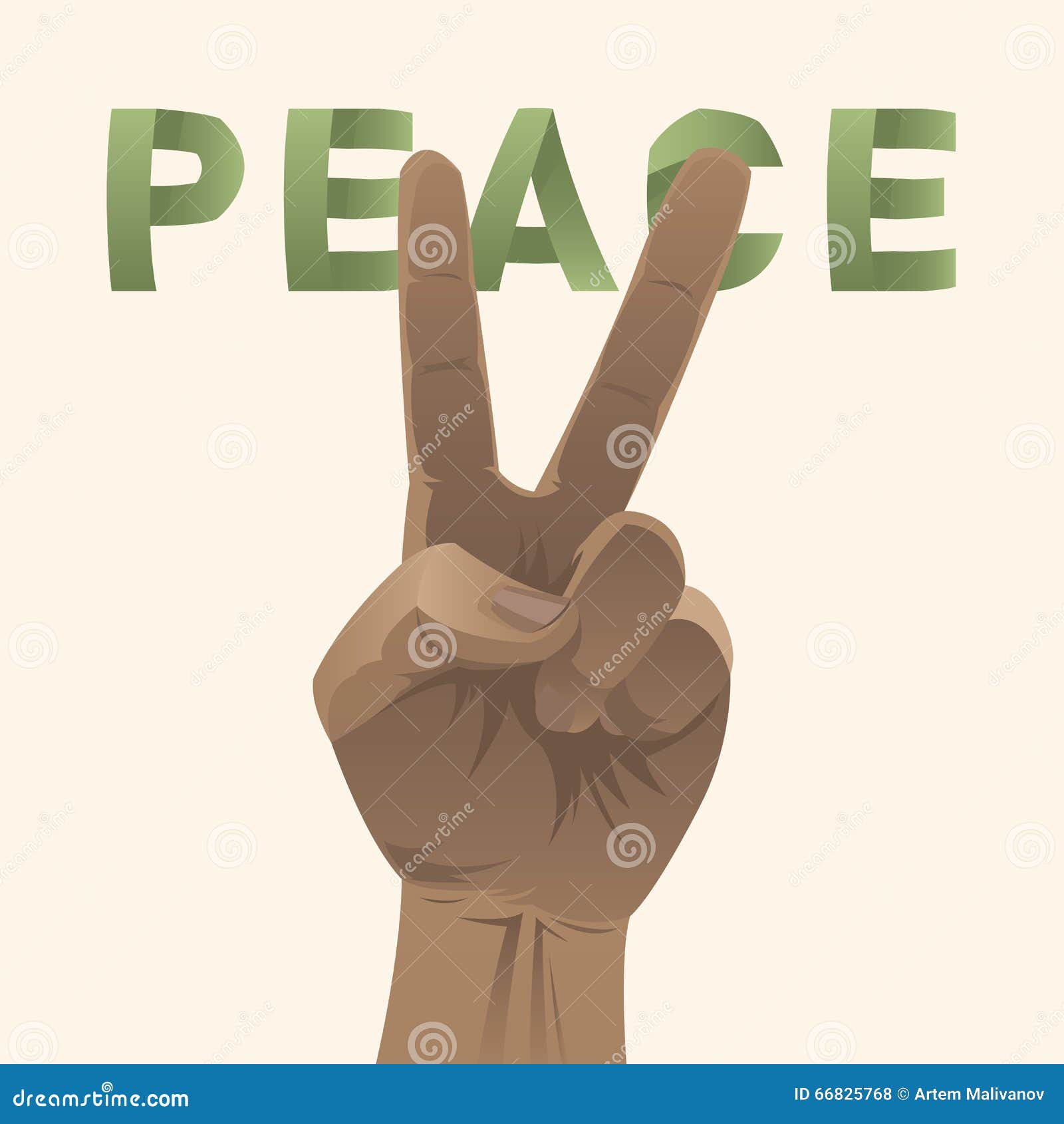 Men hand victory symbol stock vector. Illustration of concept - 66825768