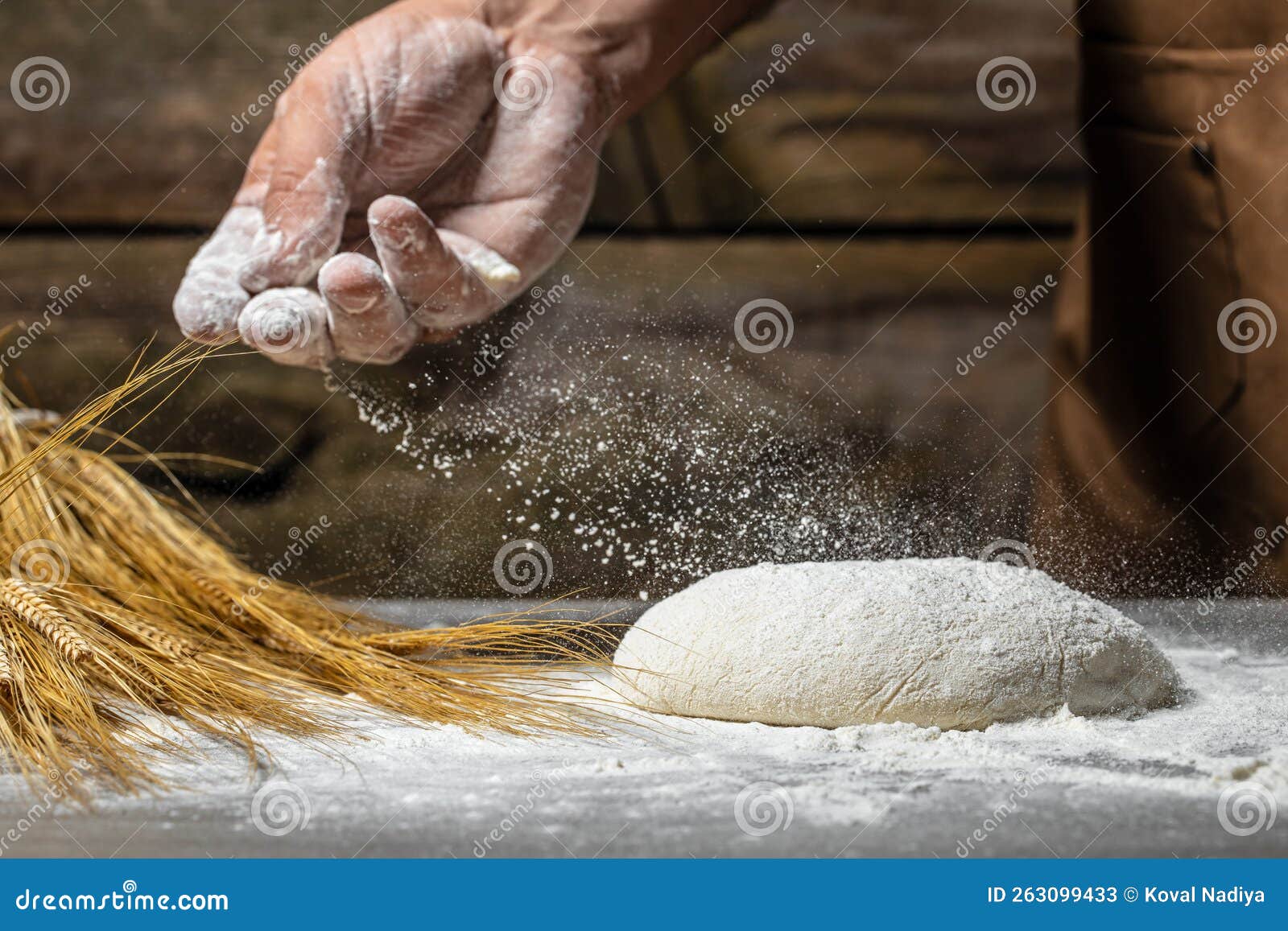 Men Hands with Flour Splash. Cooking Bread Stock Image - Image of dark ...