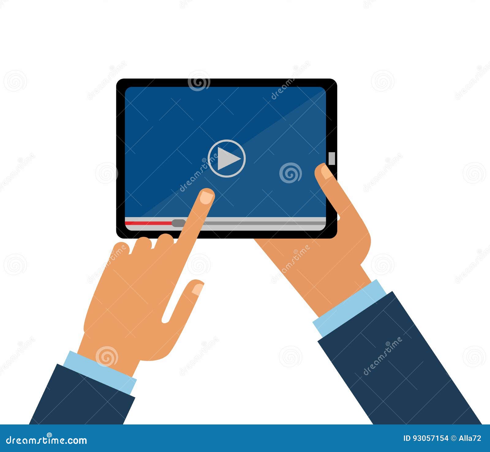 Men Hands Holds Tablet Screen . Video Player Application On Your Tablet ...