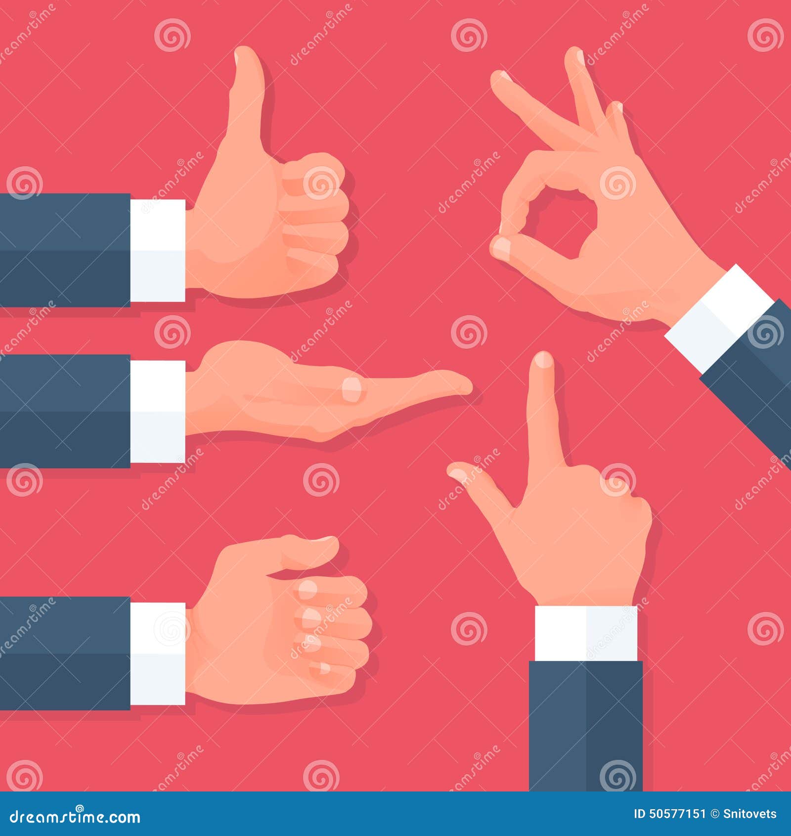 Men Hands Icons Set. Flat Style with Long Shadows. Clean Design Stock ...