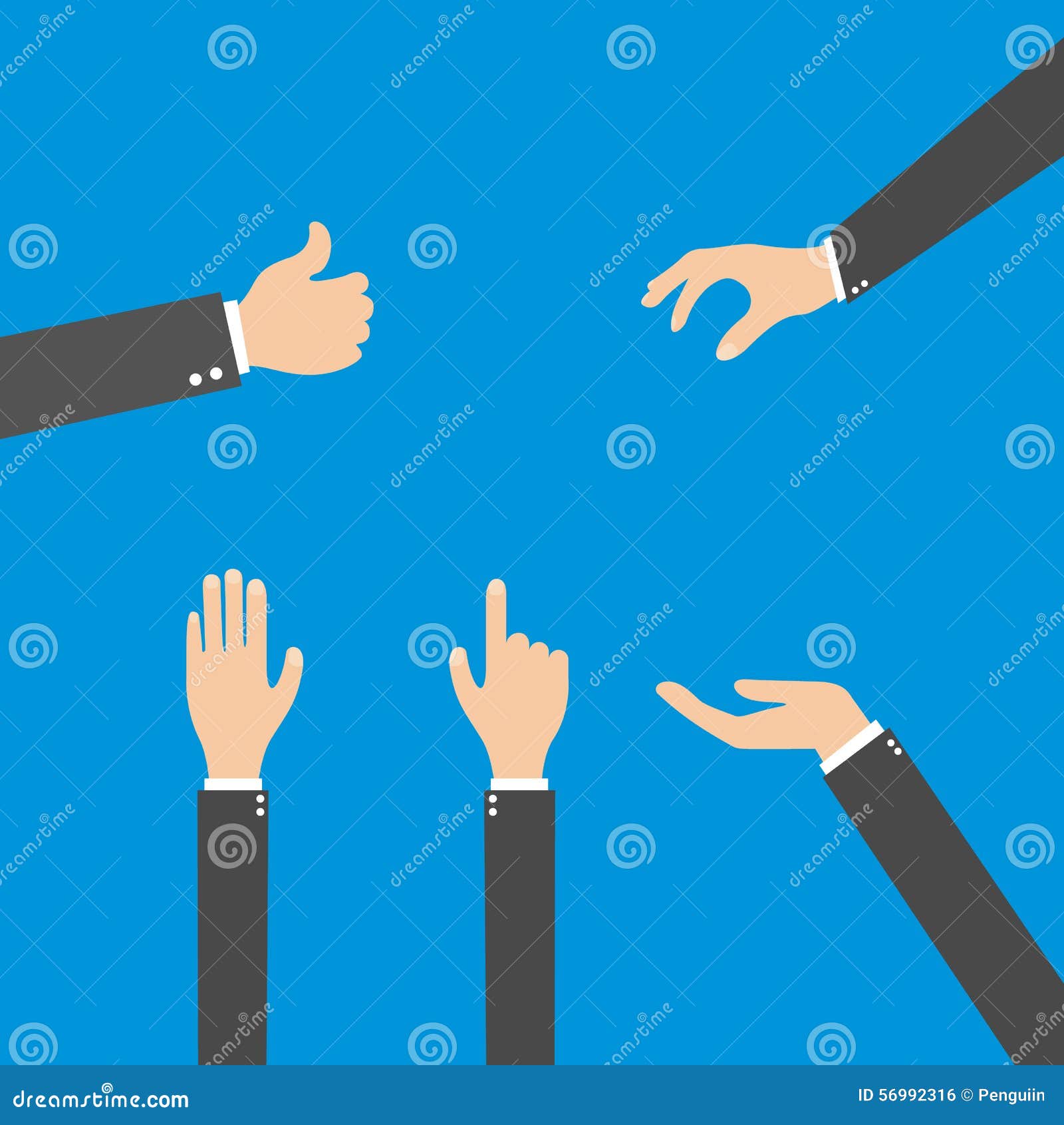 Men Hands Icons Set. Flat Style, Vector Stock Vector - Illustration of ...