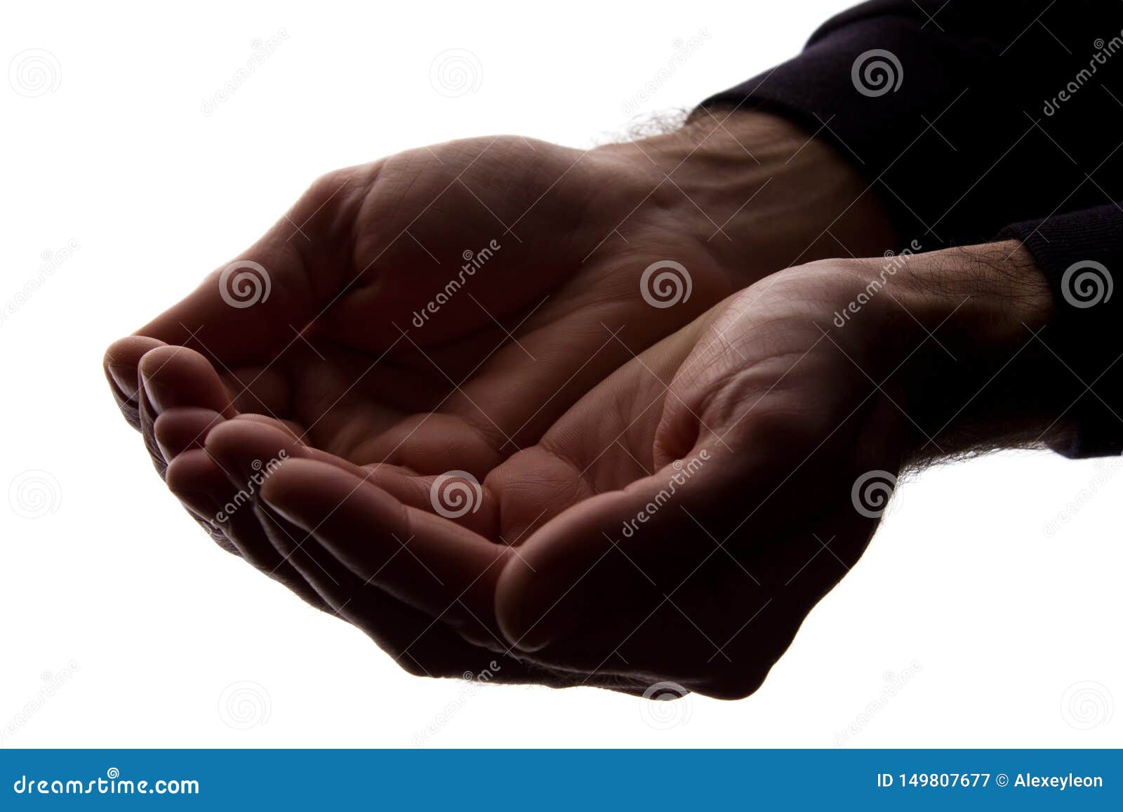 Men Hands Together, Handful - Silhouette Stock Image - Image of male ...