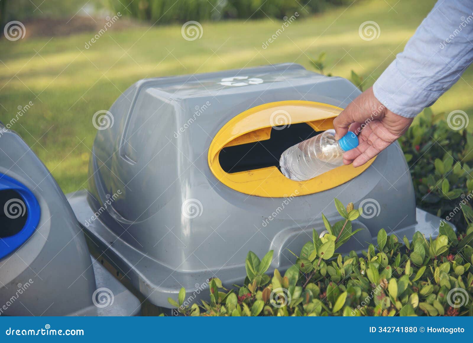 Men Hands Trow Trash Cans for Sorting Garbage Recycle Bin Waste Plastic ...