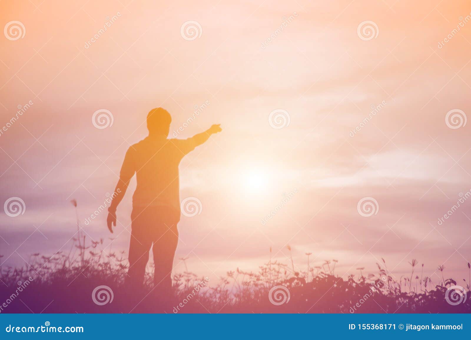 Men are Happy in the Sunset Stock Image - Image of mountain, alone ...