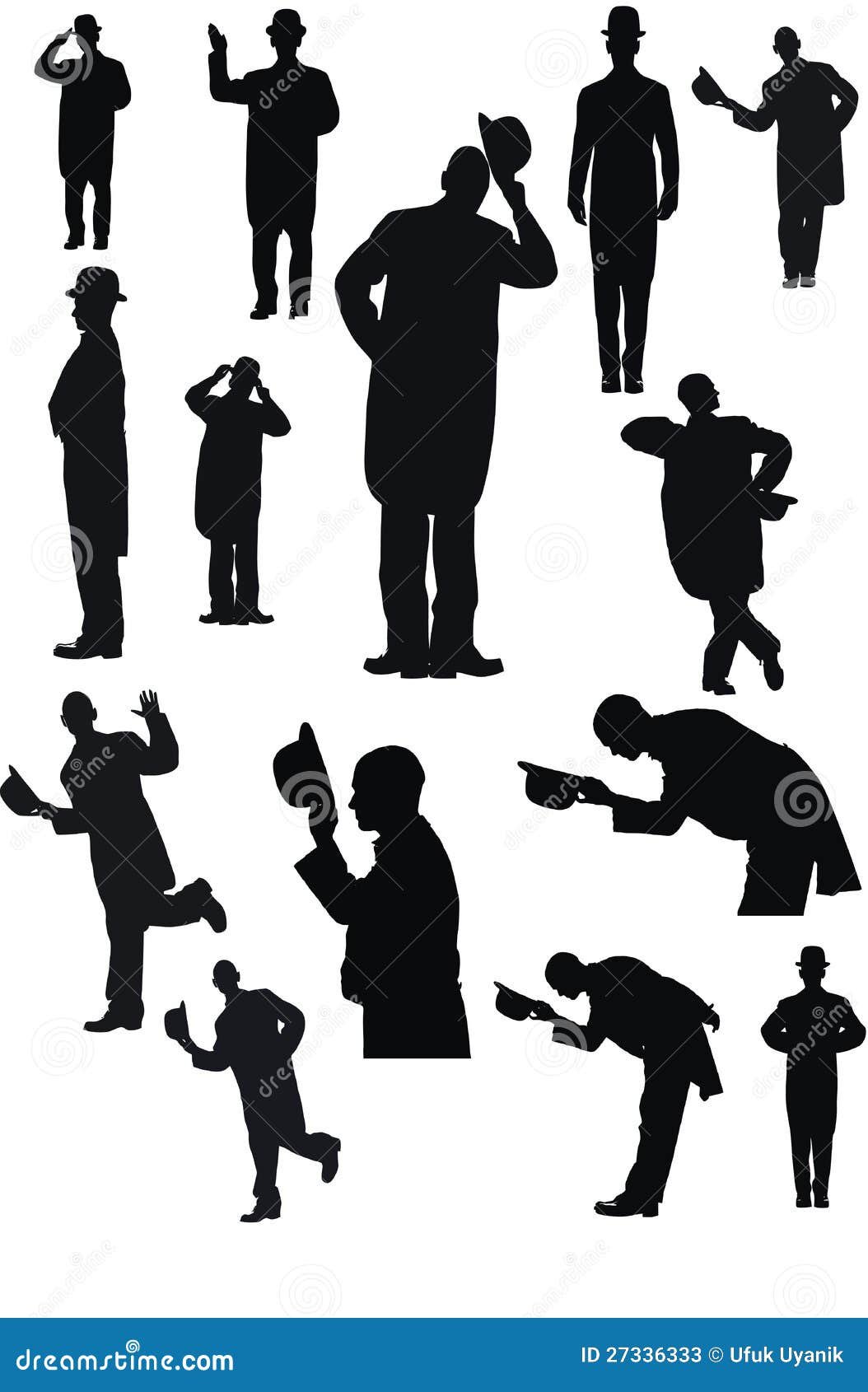 Men with Hat in silhouette stock illustration. Illustration of ...