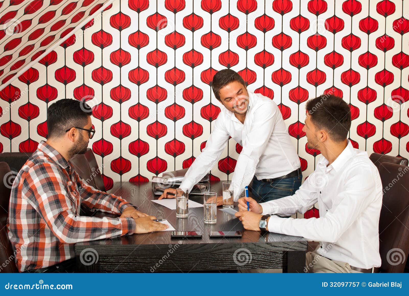 Men Having Happy Discussion at Meeting Stock Image - Image of ...