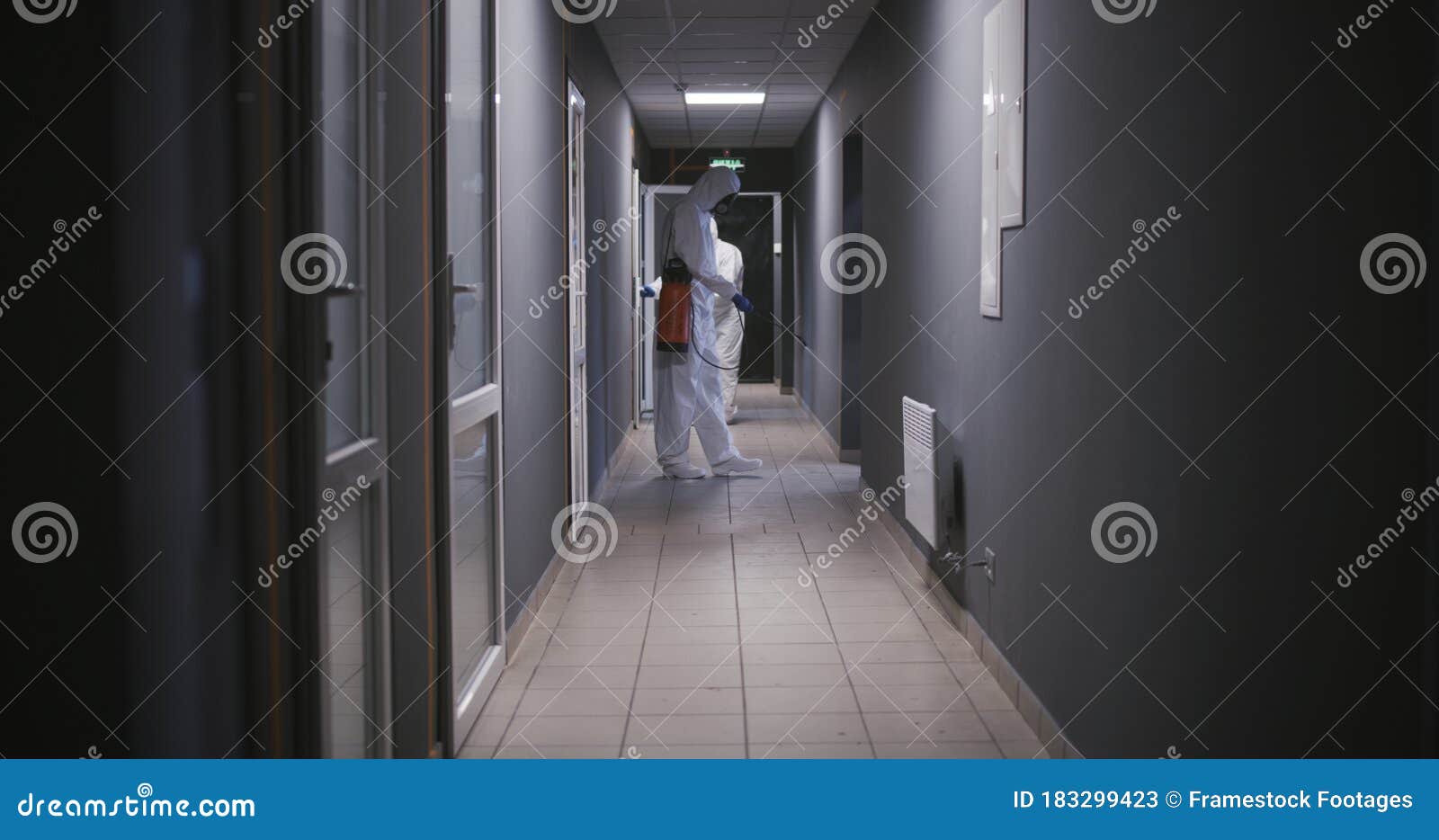Men in Hazmat Suits Disinfecting Building Stock Image - Image of ...