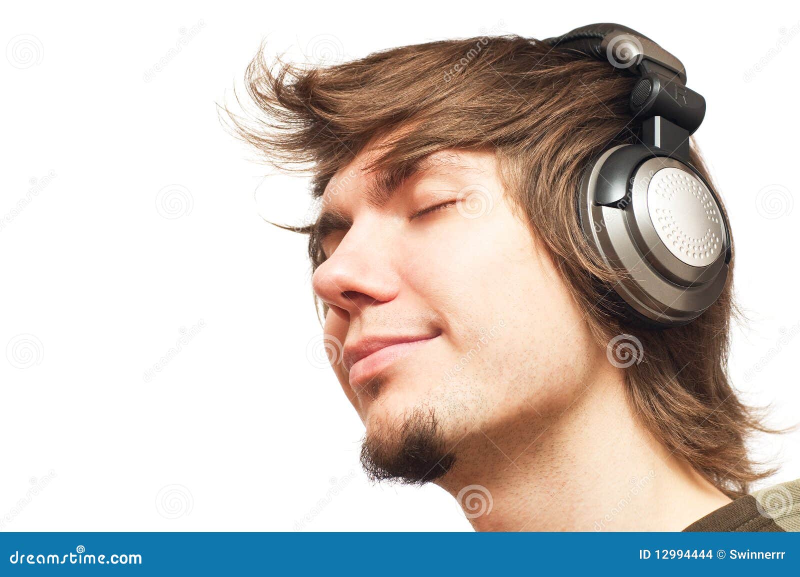 Men in Headphones Listening Music Stock Photo - Image of technology ...
