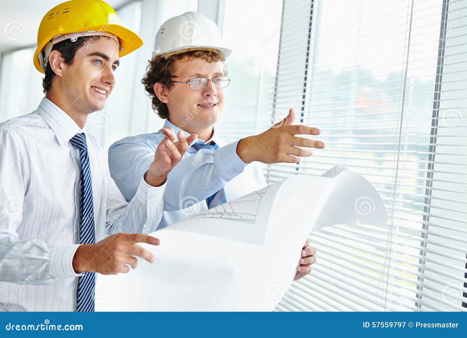 Men in helmets stock image. Image of document, meeting - 57559797