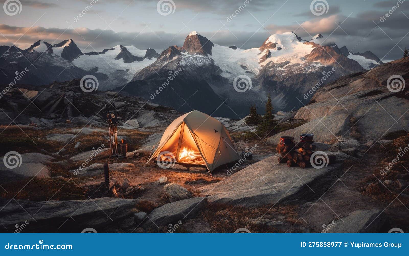 Men Hike Mountain Range, Campfire Ignites Wilderness Area Generated by ...