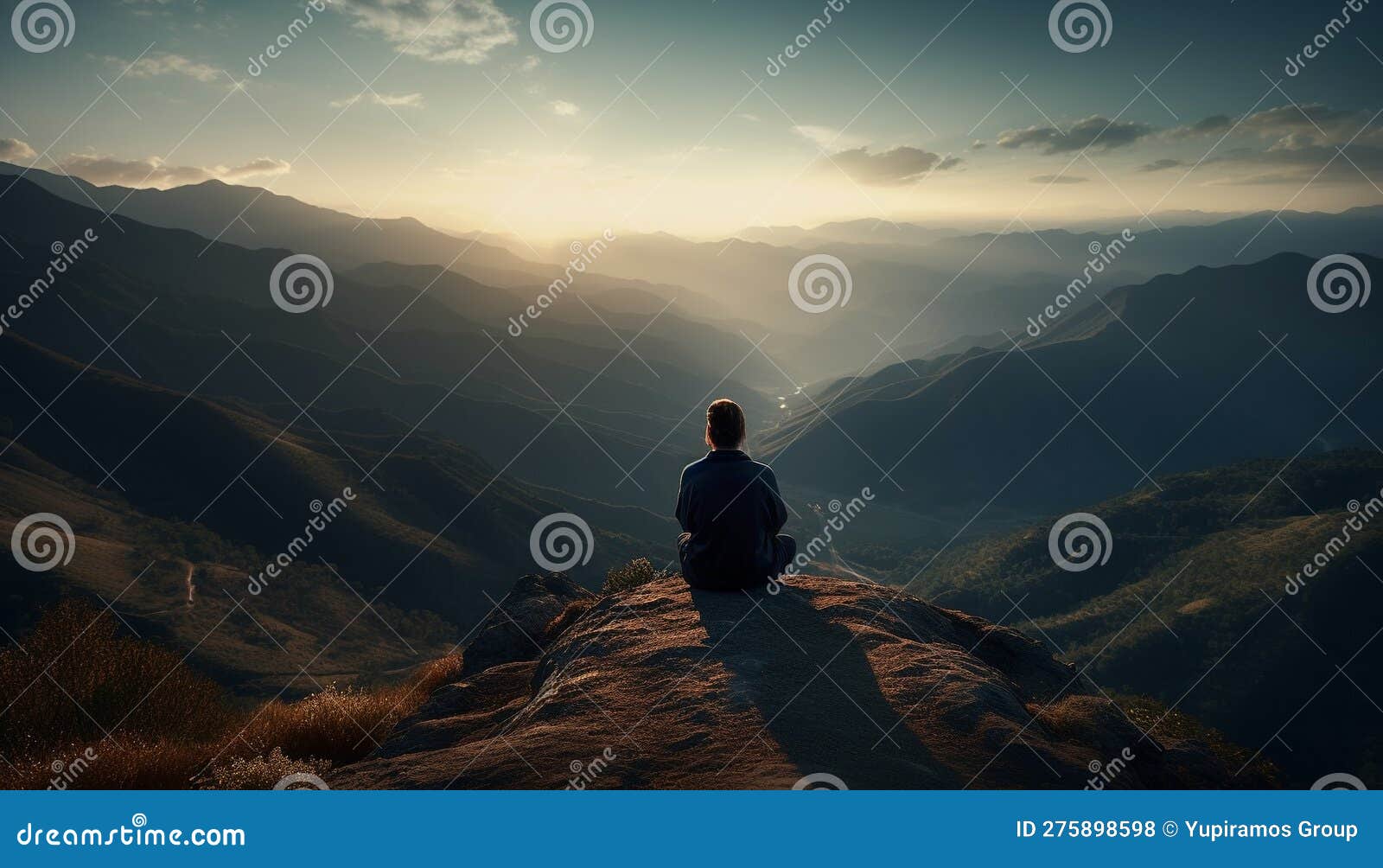 Men Hiking Mountain Peak, Achieving Adventure Success Generated by AI ...