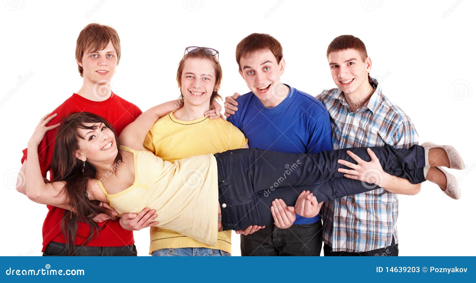 Men hold girl on hands. stock image. Image of beautiful - 14639203