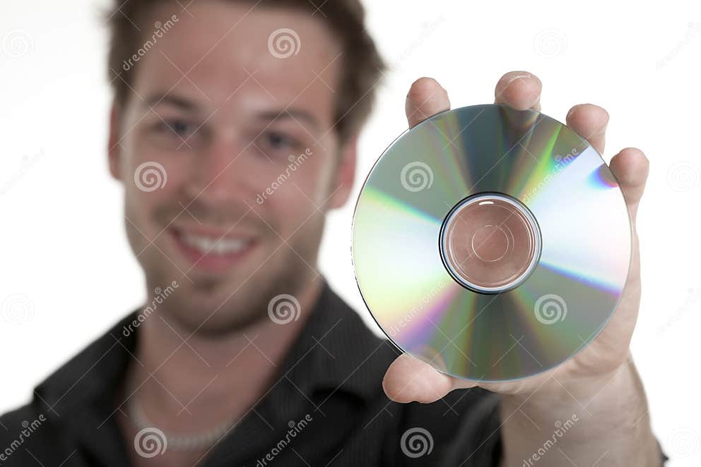 Men holding a cd or a dvd stock image. Image of music - 56132703