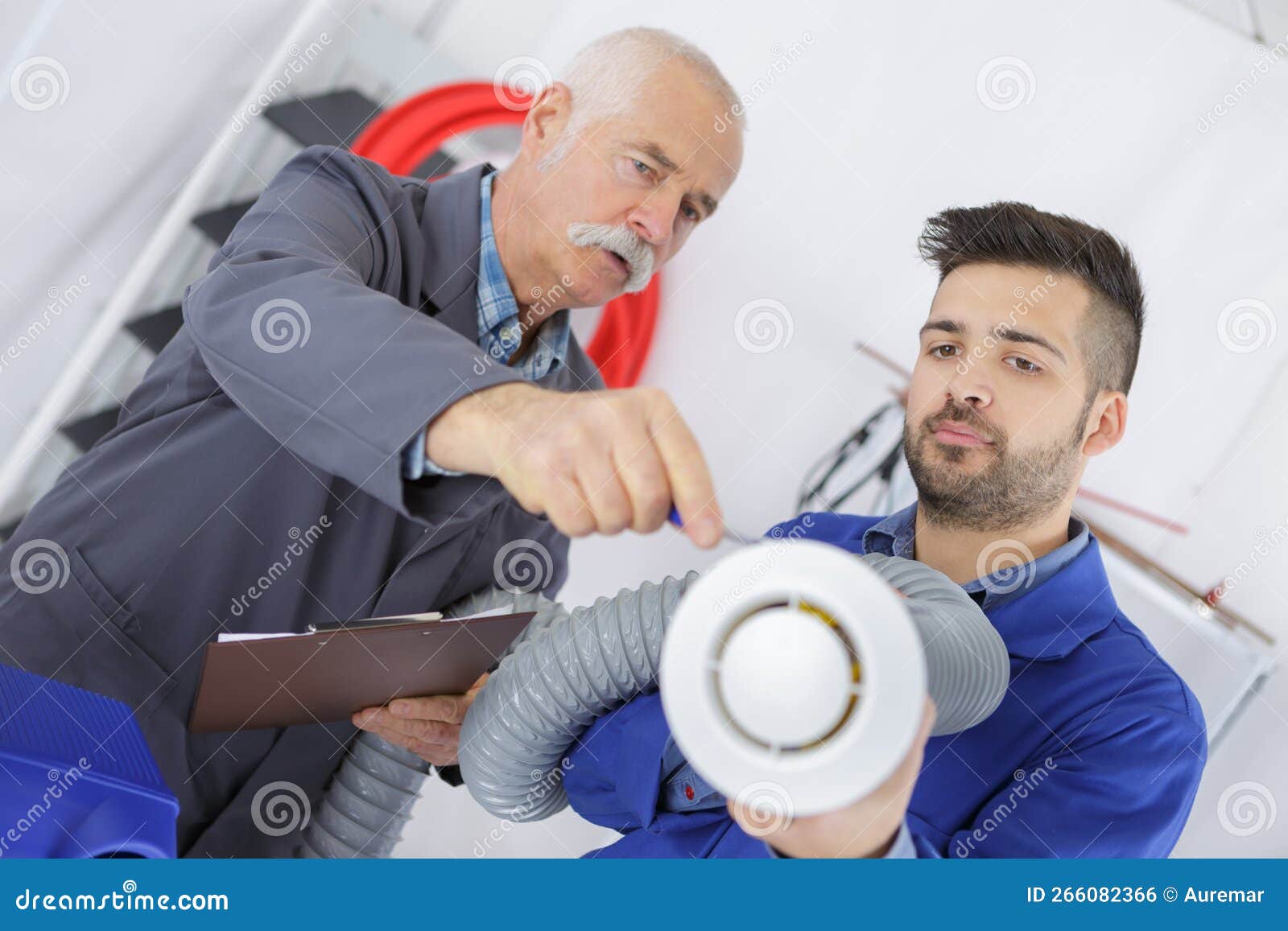 Men Holding Parts Ventilation System Stock Photo - Image of screwdriver ...