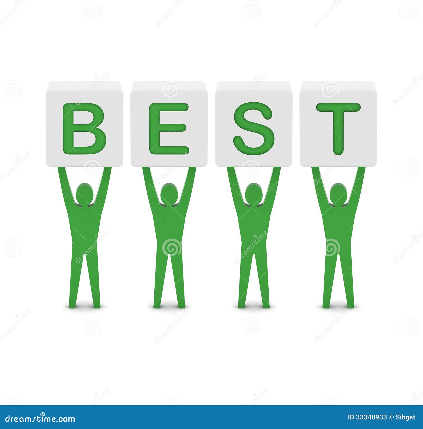 Men holding the word best. stock illustration. Illustration of message ...