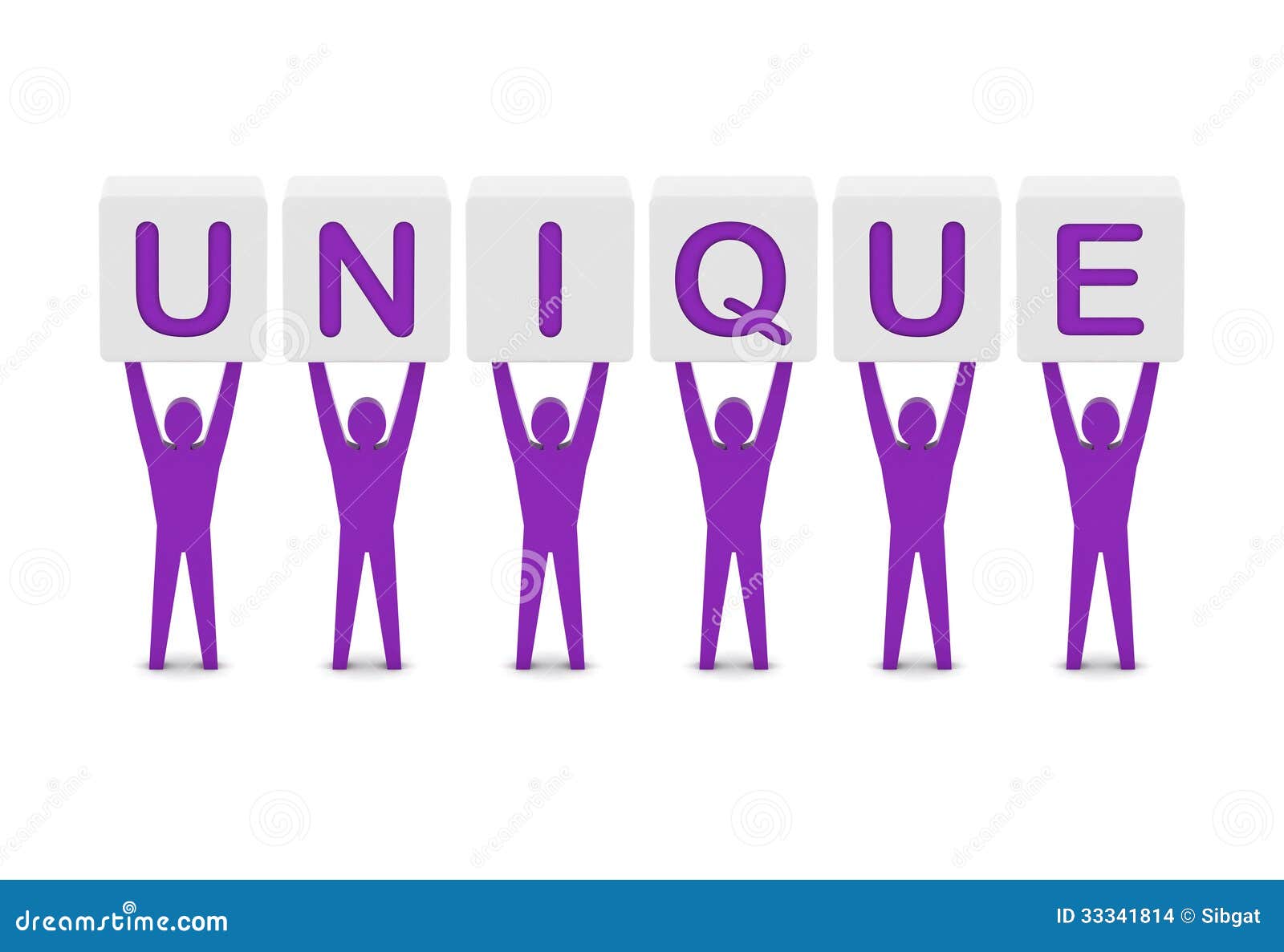 Men Holding the Word Unique. Stock Illustration - Illustration of sign ...