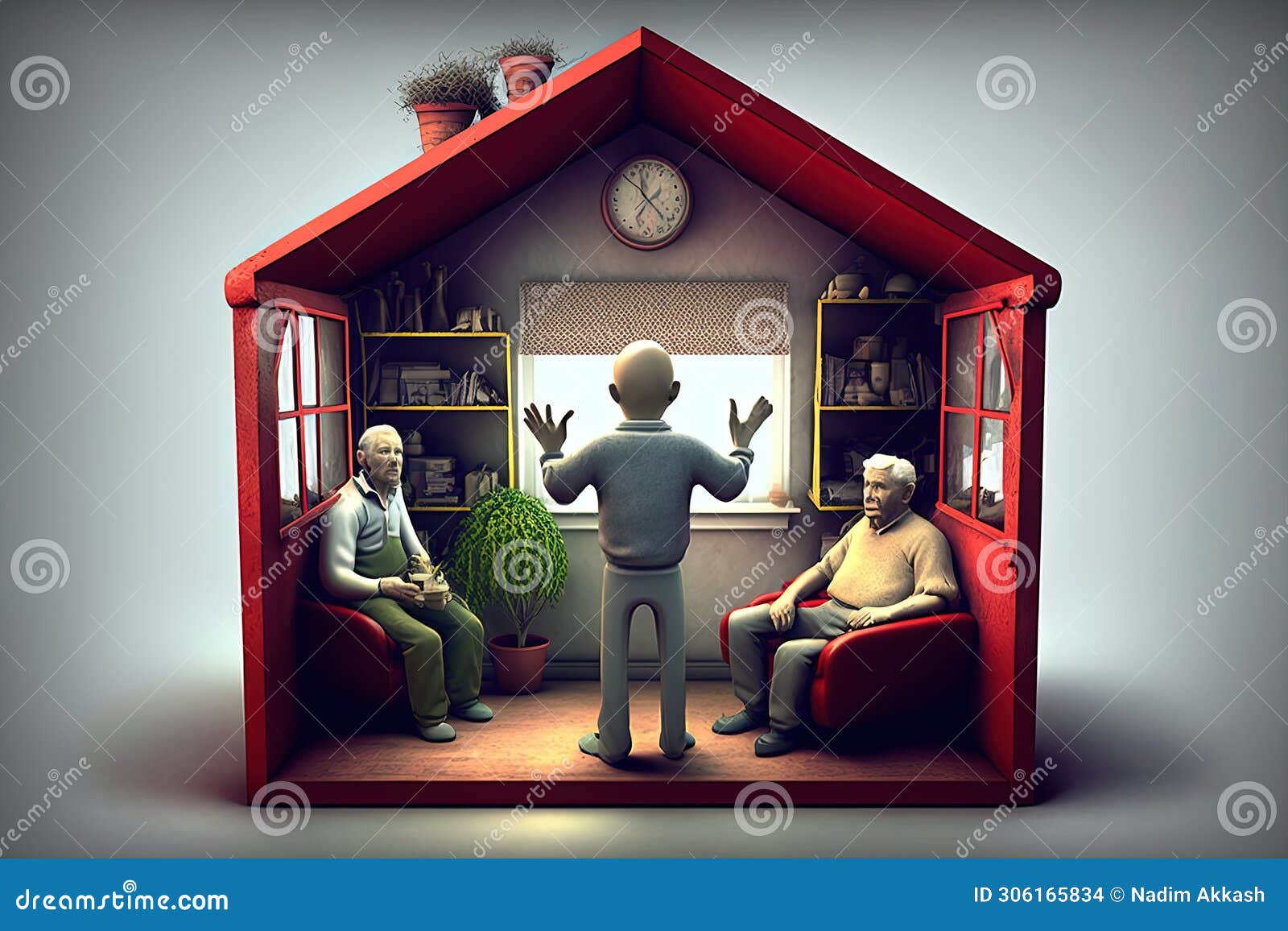 Men in Home. 3d Generative Ai Stock Illustration - Illustration of ...