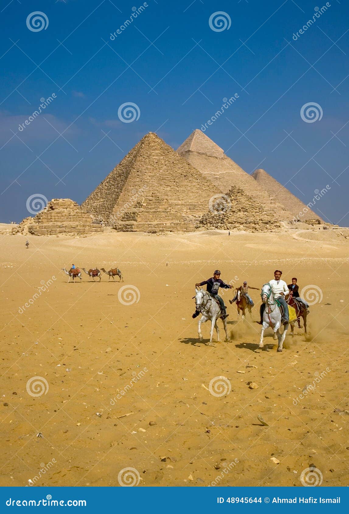 Men on Horses at the Pyramids Giza Editorial Stock Image - Image of ...